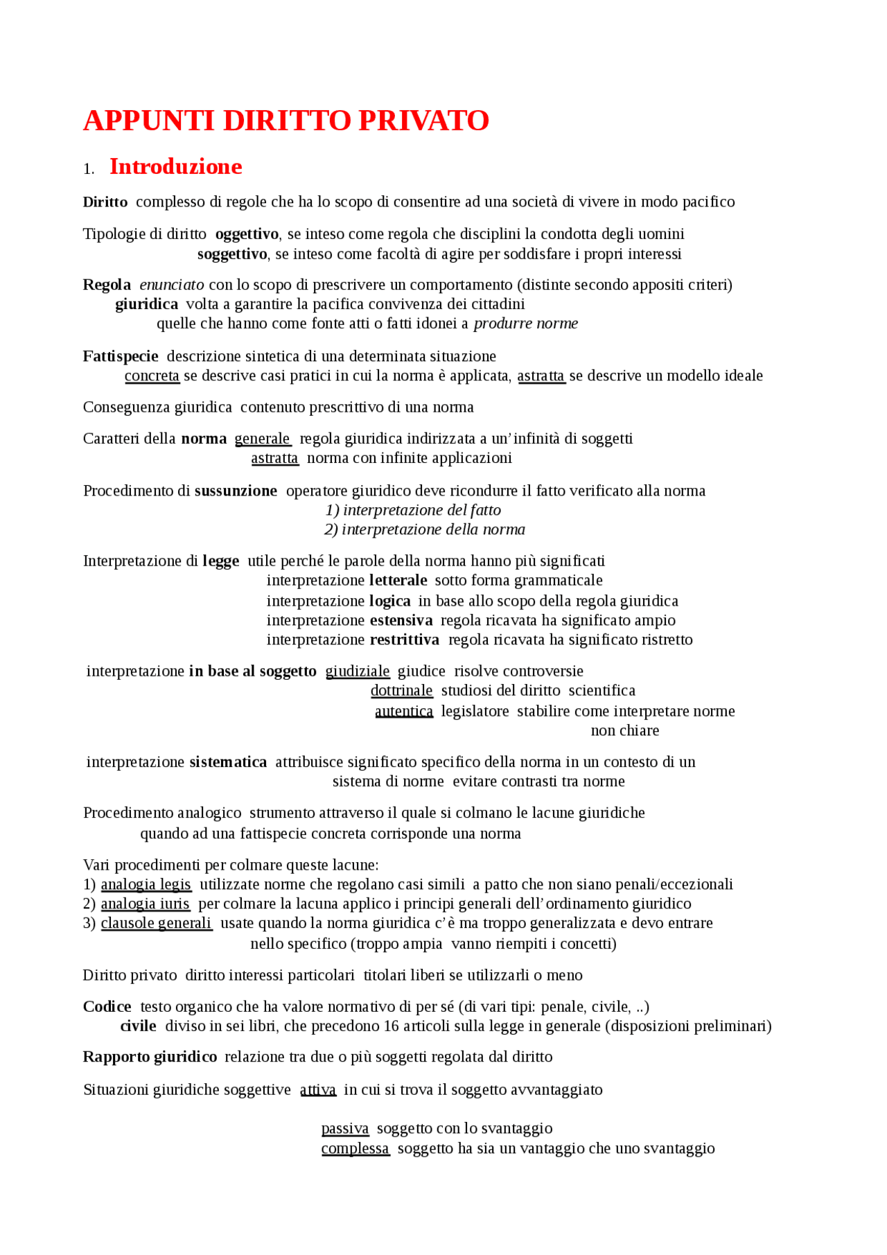 Appunti di diritto privato (Salò-Torsello) - Docsity