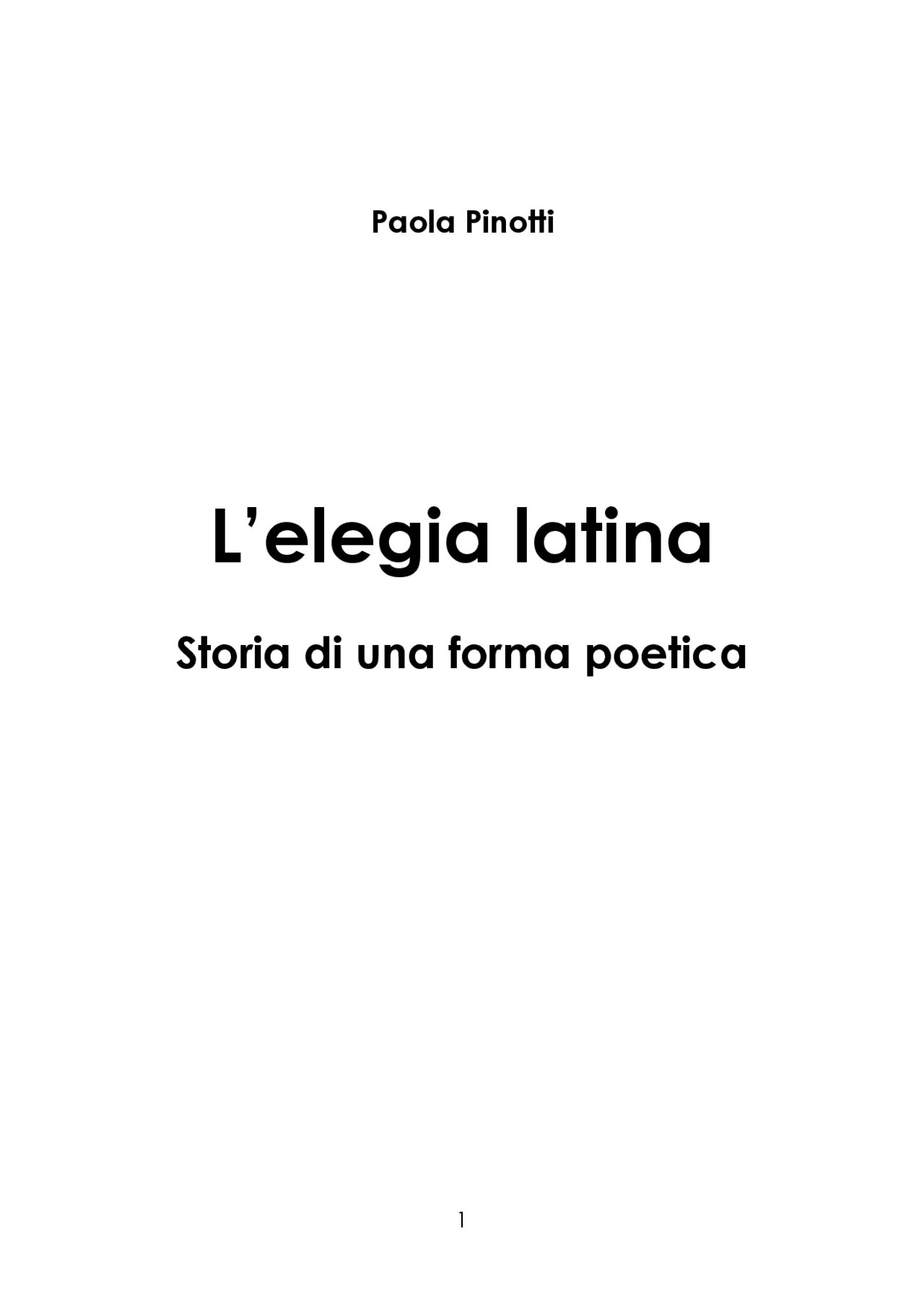 Riassunto L'ELEGIA LATINA (Pinotti) - Docsity