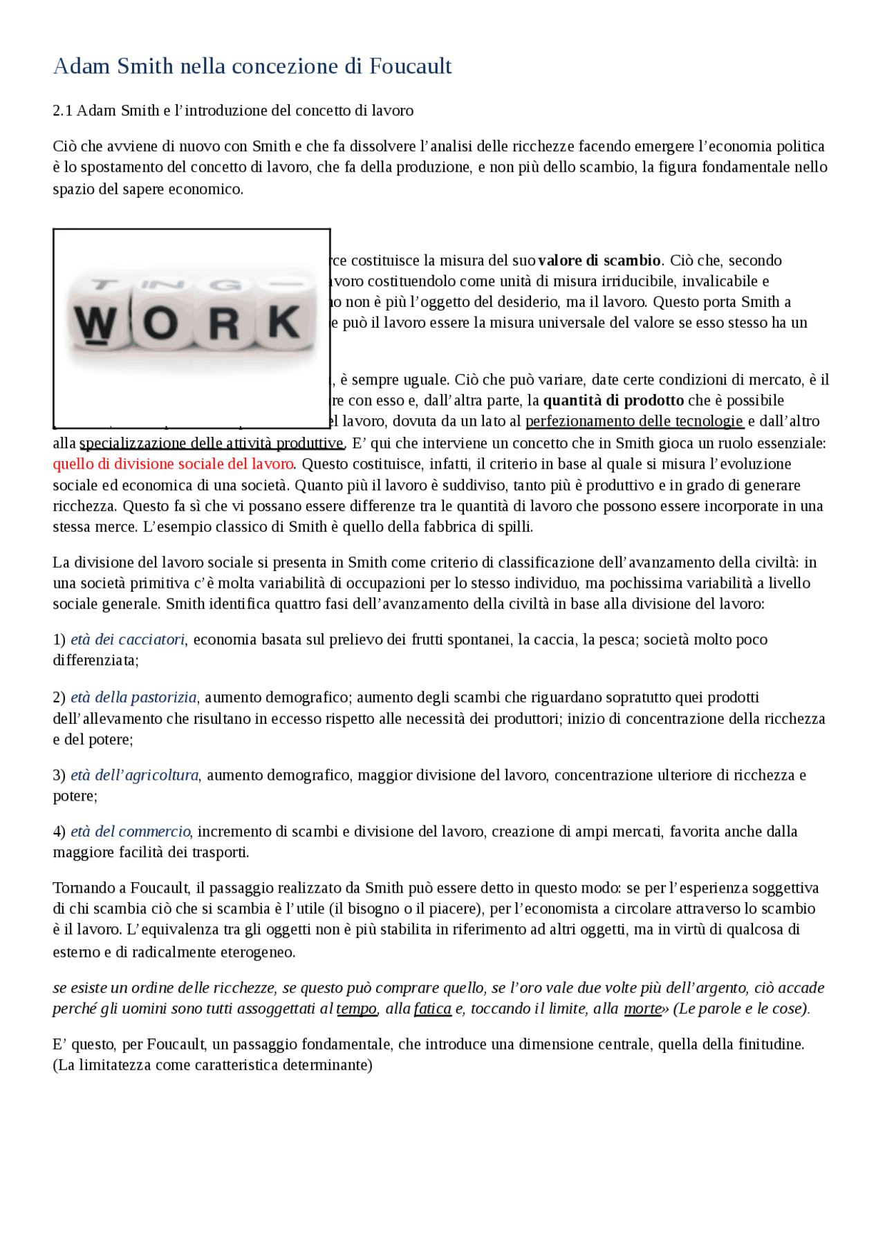 Adam Smith Secondo Michel Foucault Docsity