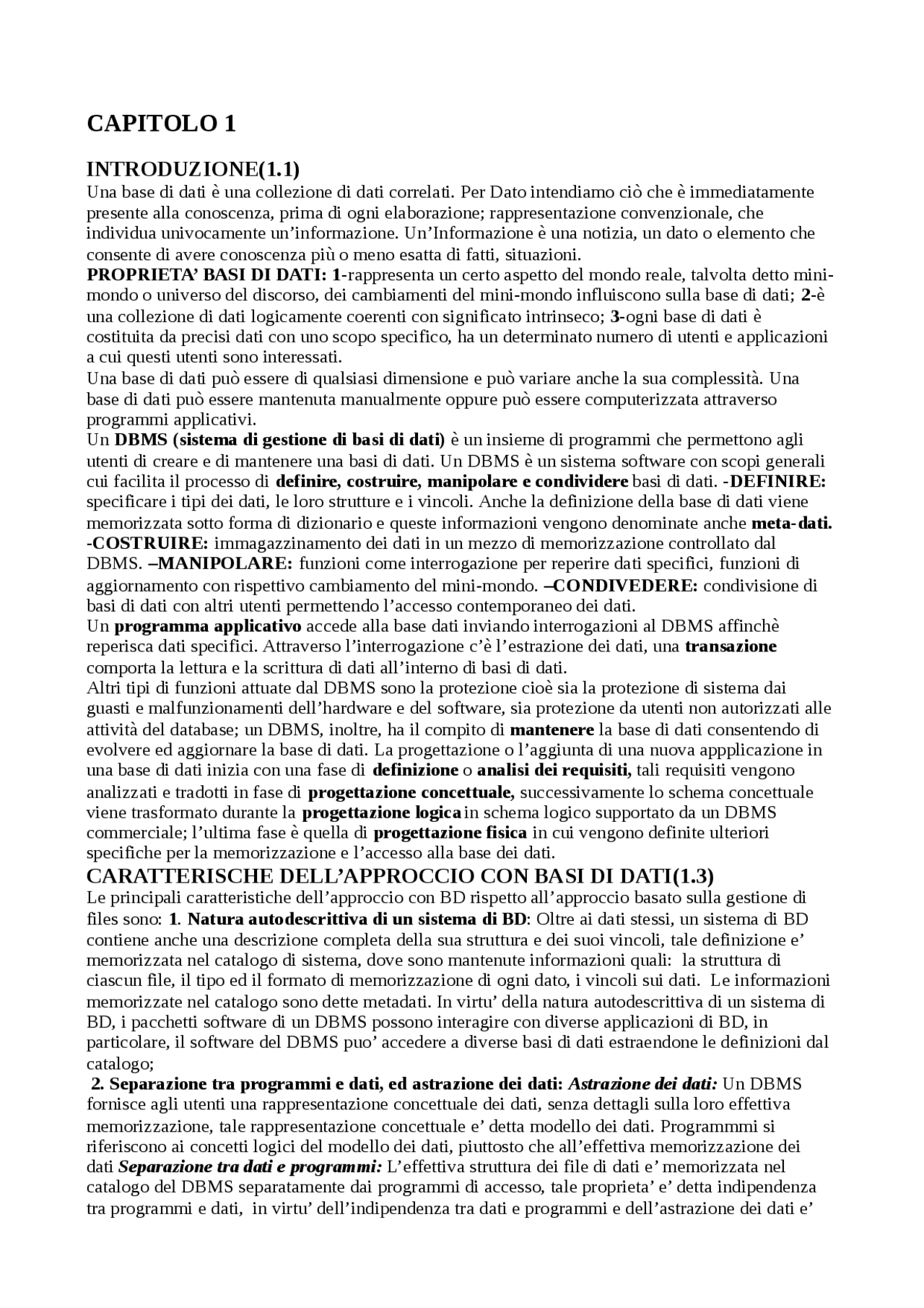 Basi Di Dati Sistemi Di Basi Di Dati Docsity