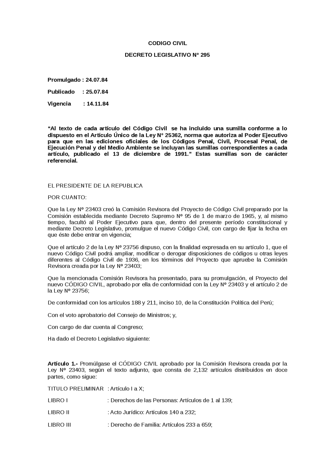 Código Civil Peruano - Docsity