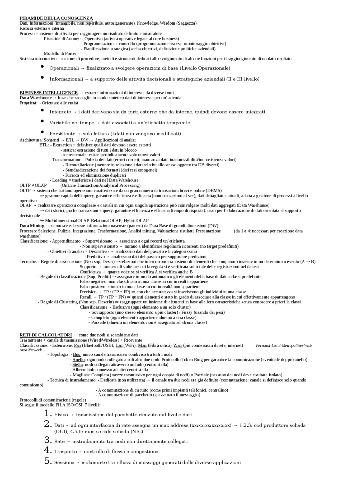 Sistemi Informativi Per Gestionali Docsity