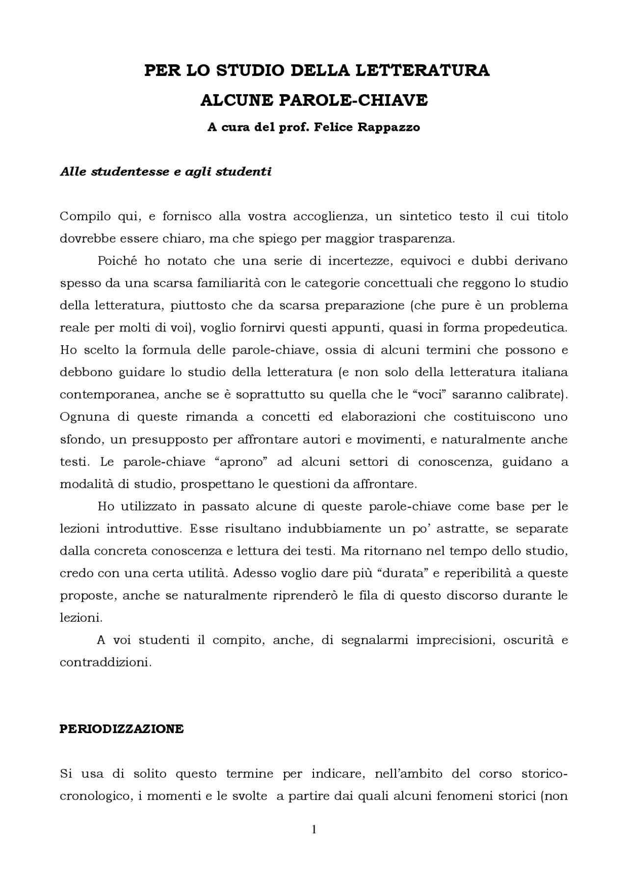 Note Integrative Prof Rappazzo Università Di Catania Docsity