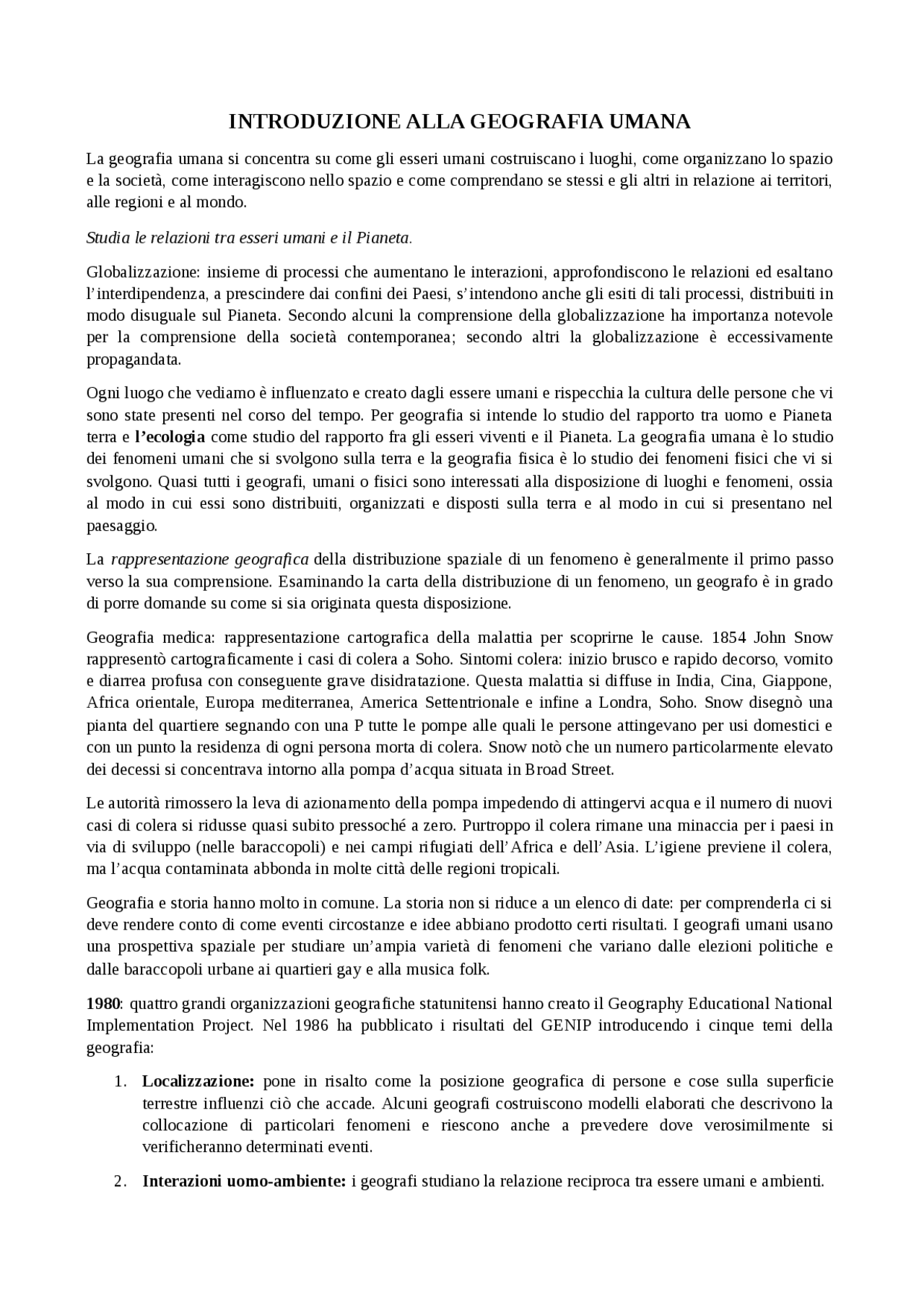 Manuale Di Geografia Umana Docsity