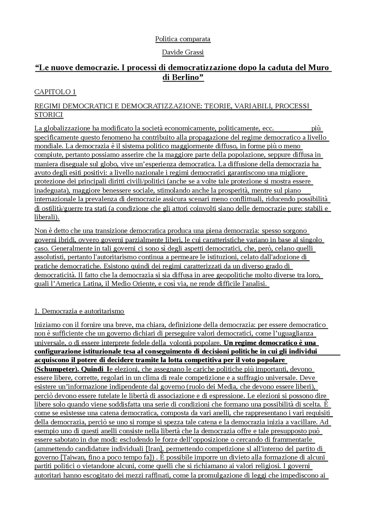 Riassunto Prima Parte Del Libro Di Grassi Le Nuove Democrazie Sintesi