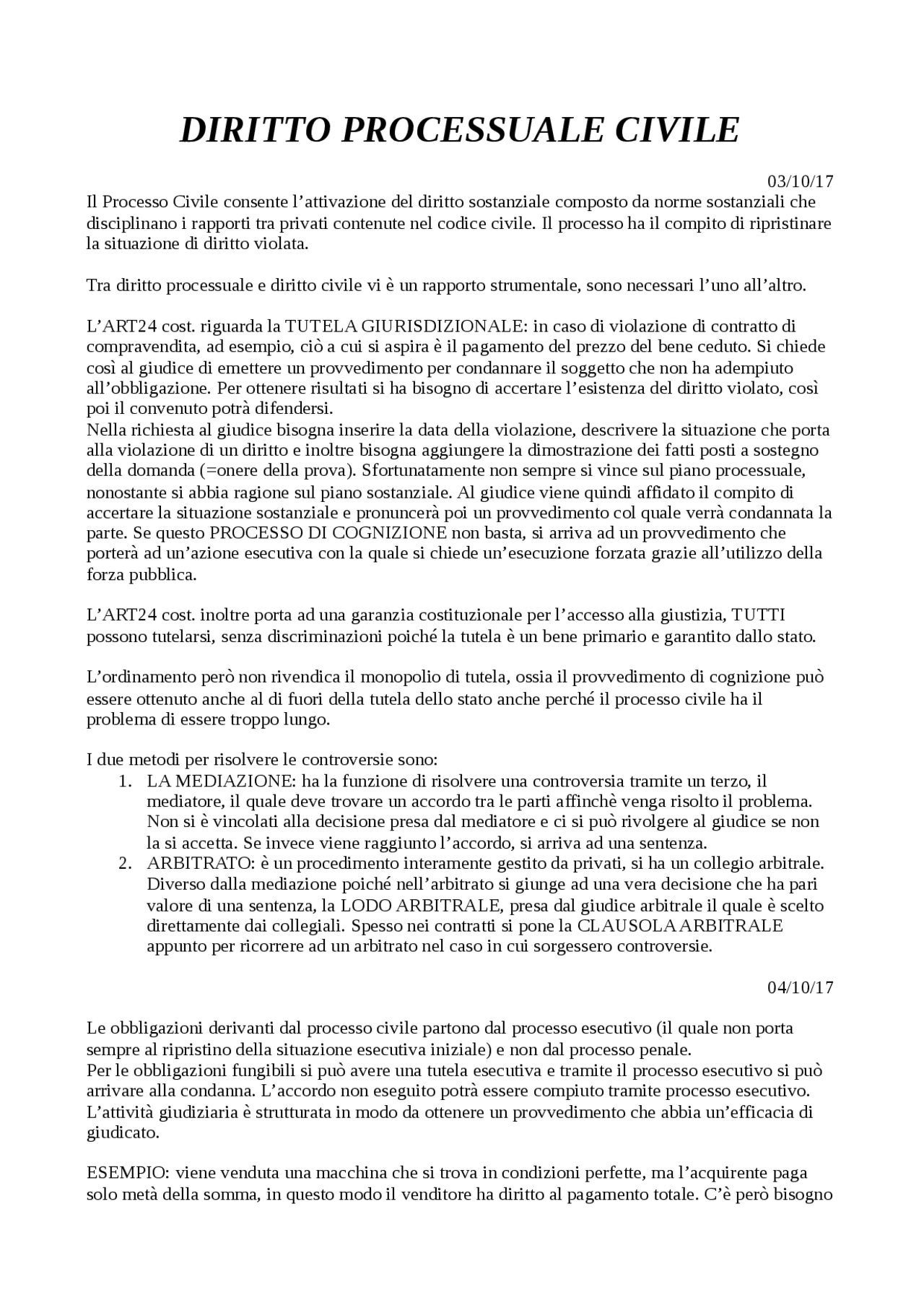 Elementi di diritto processuale civile - Docsity