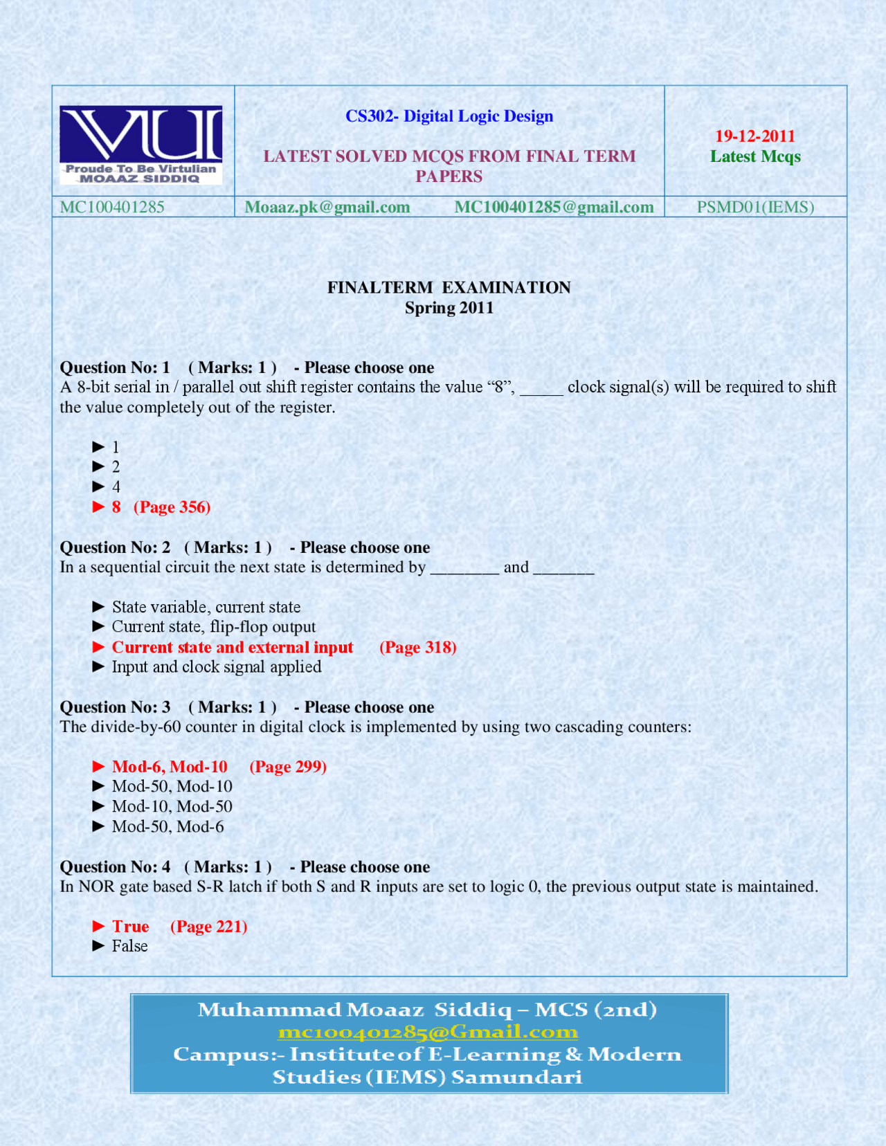 Digital Logic Design Exams Digital Logic Design And Programming Docsity