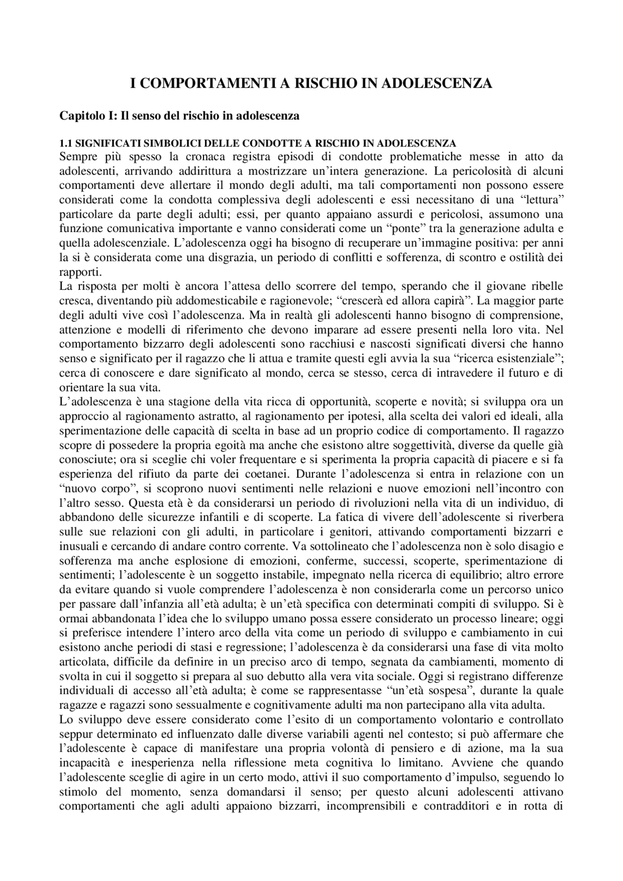 I Comportamenti A Rischio In Adolescenza Analisi Interpretative E