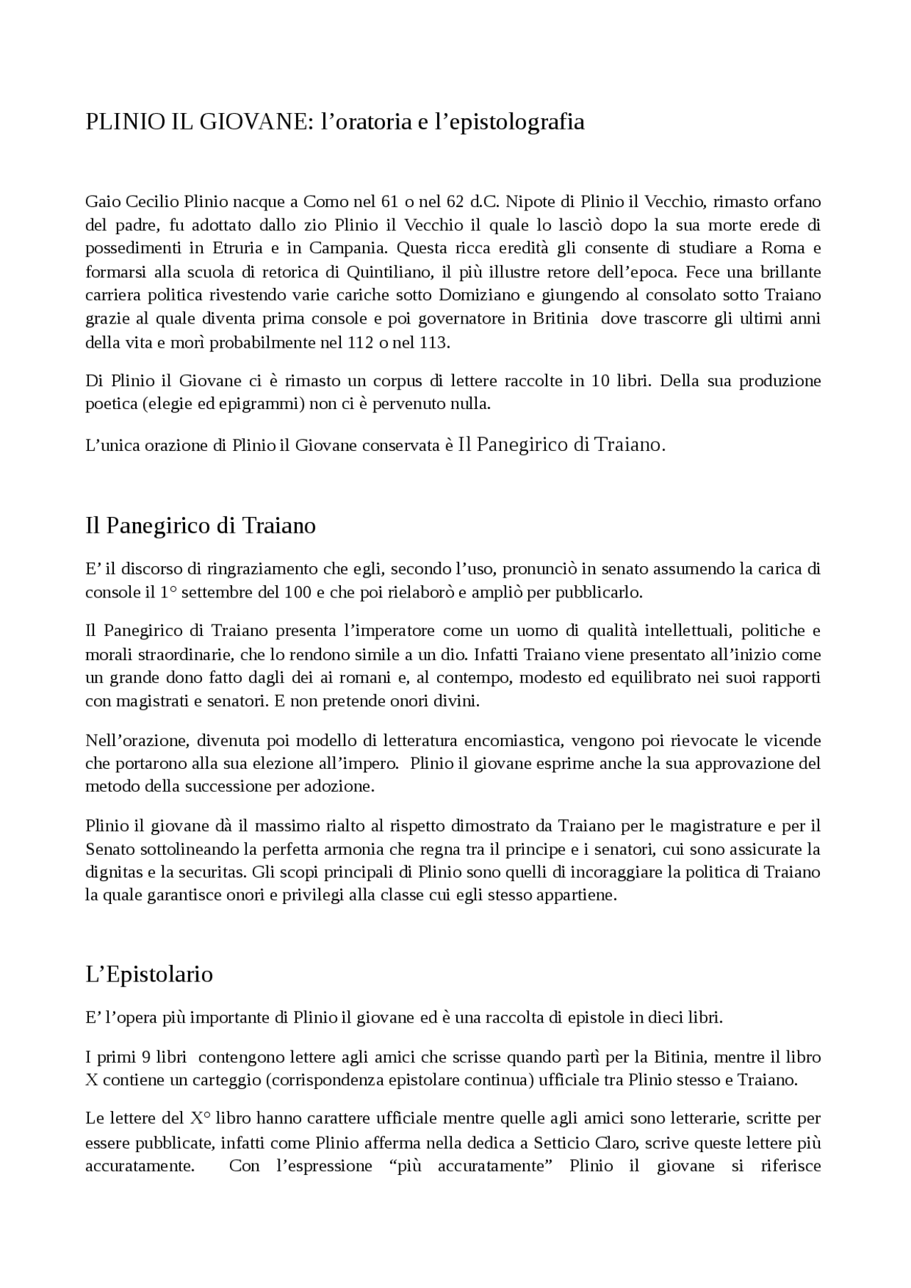 Plinio Il Giovane Latino Docsity