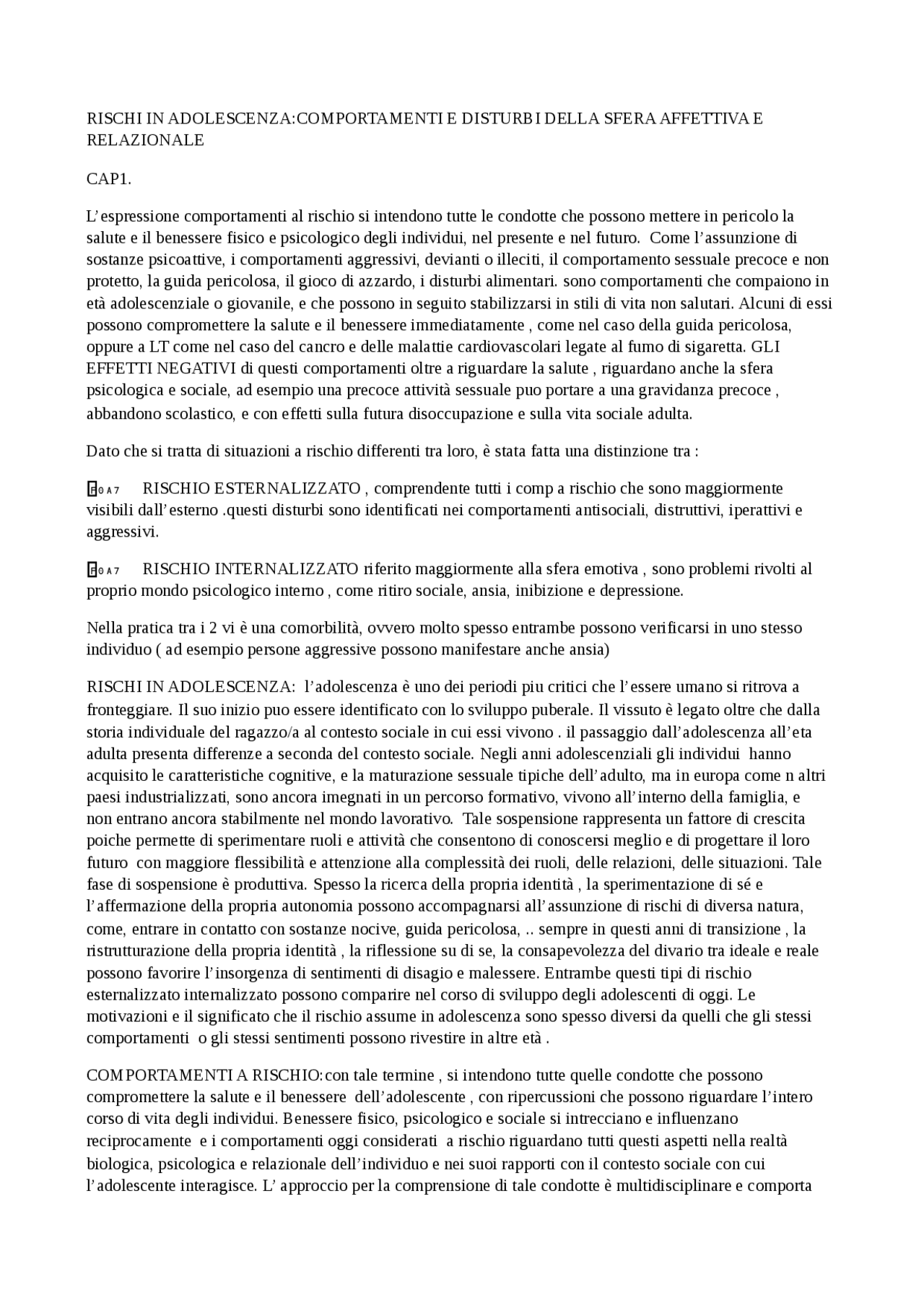 Rischi In Adolescenza Docsity