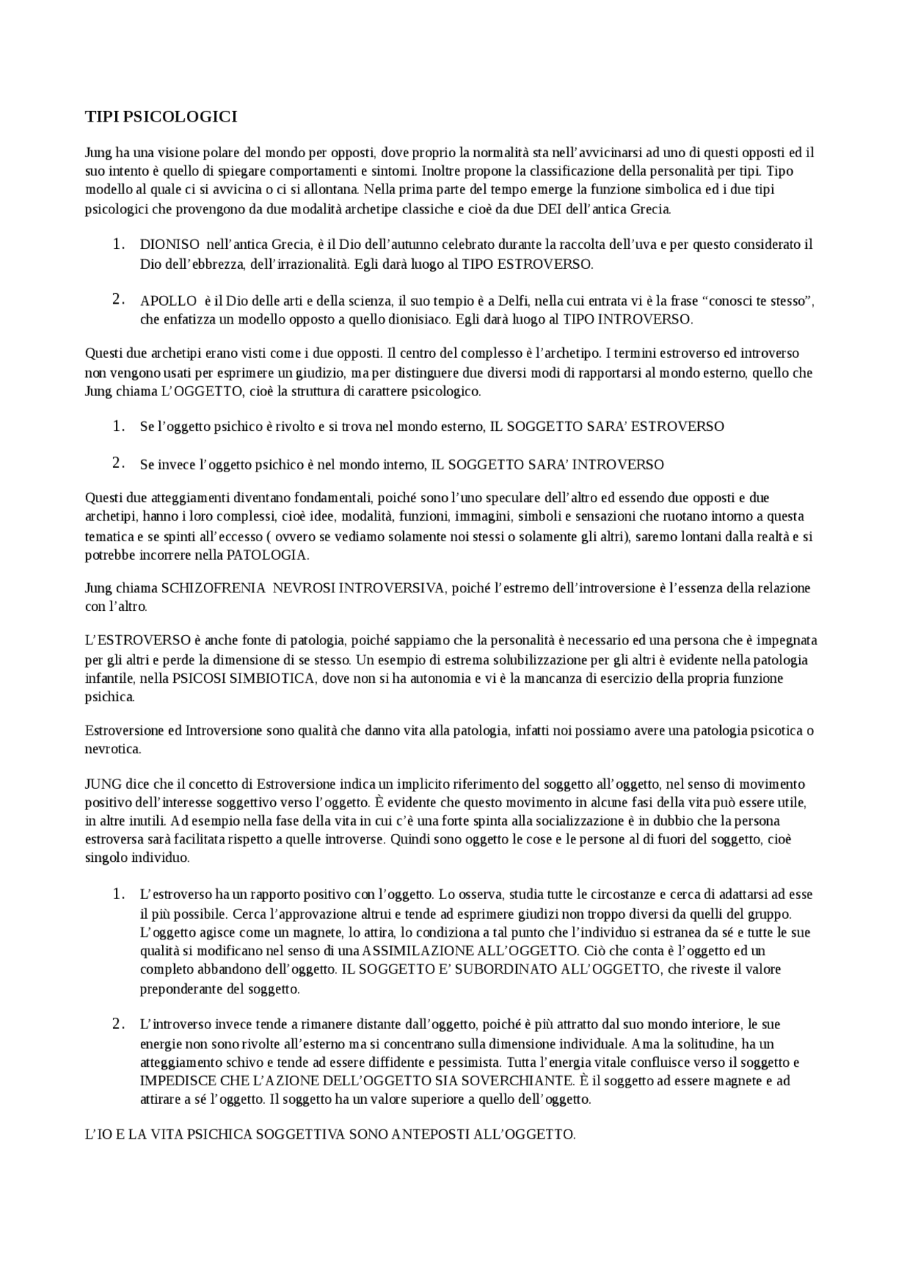 I Tipi Psicologici Jung Docsity
