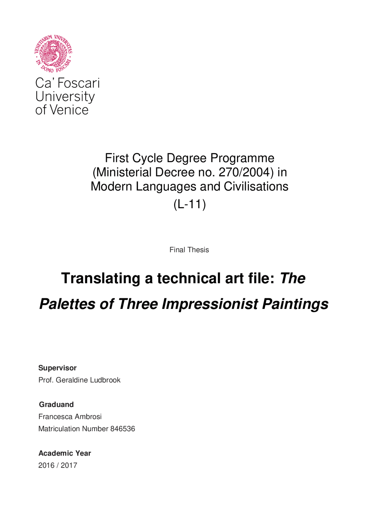 Tesi Di Laurea Triennale Tesi Di Laurea Di Lingua Inglese Docsity