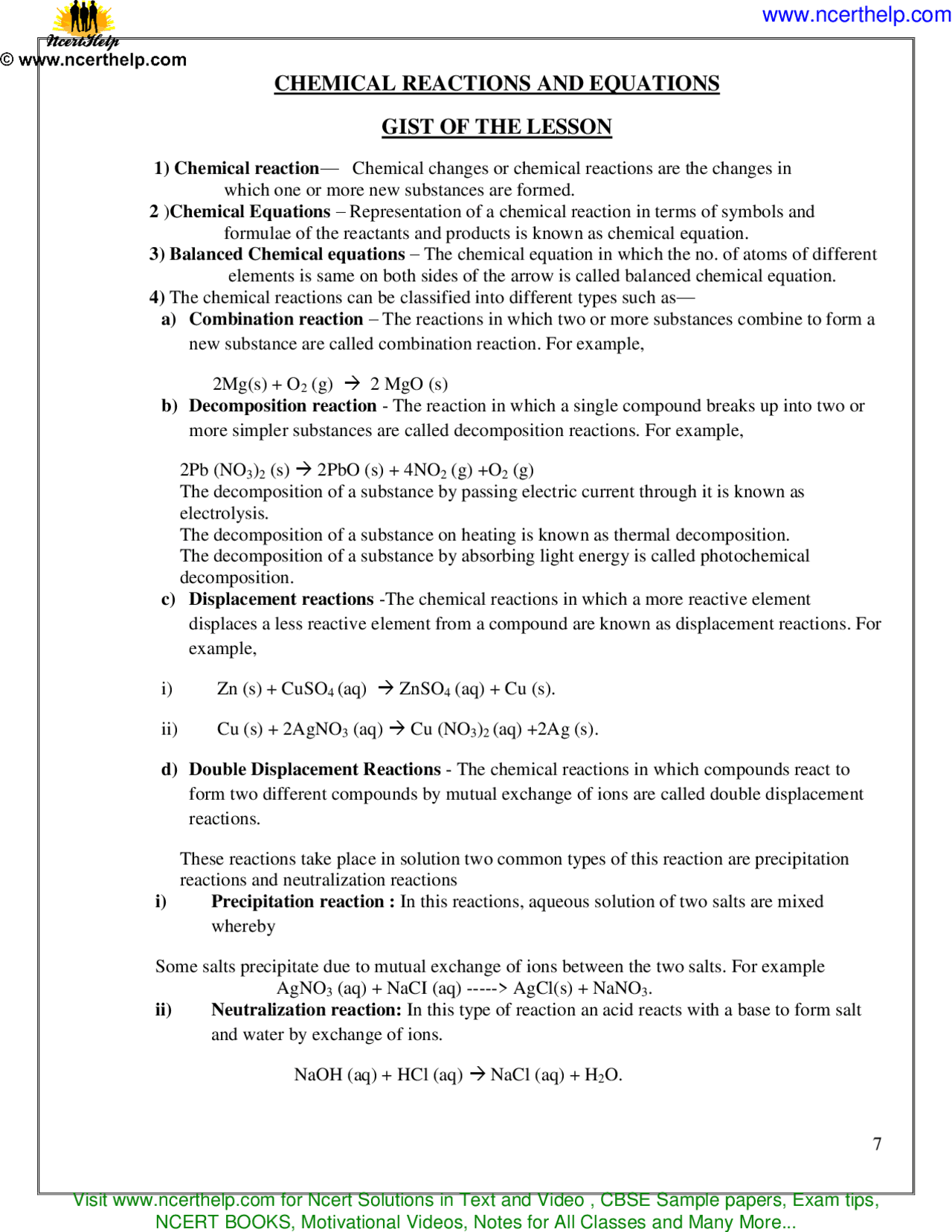 Class 10 Science Notes Chapter 1 Docsity
