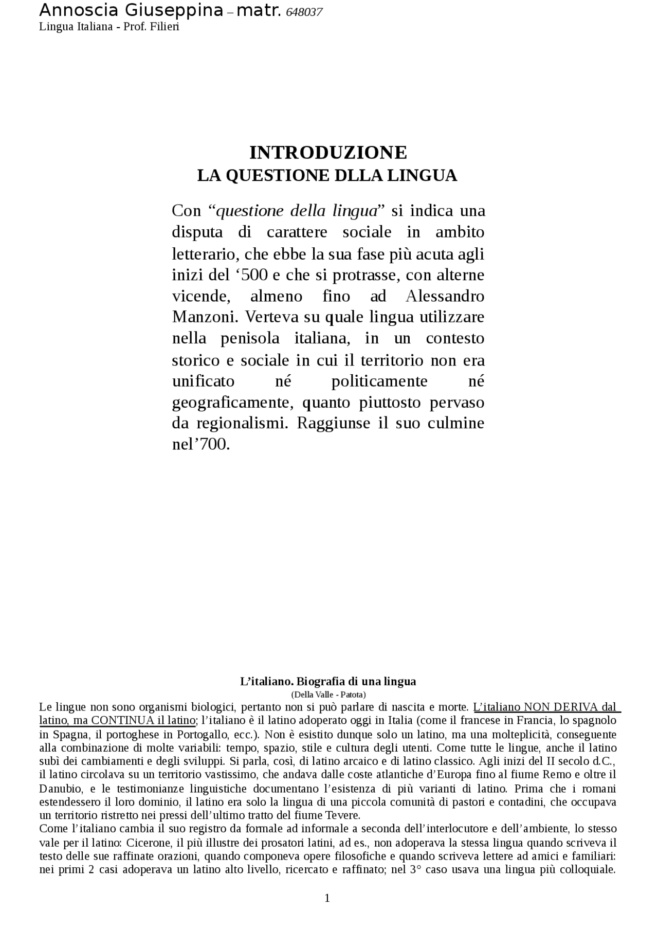 Riassunti Di Lingua Italiana Docsity