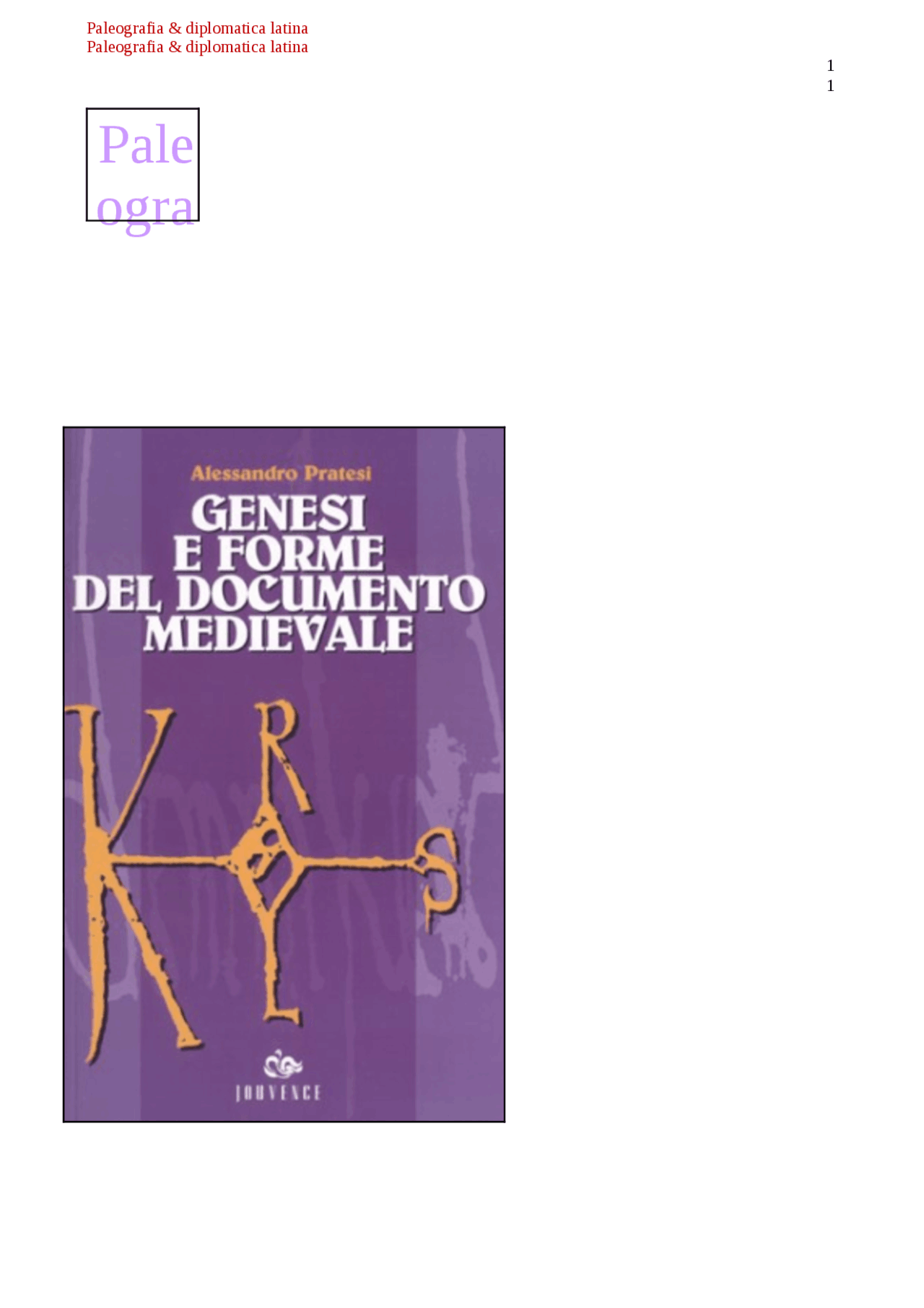 Genesi E Forme Del Documento Medievale Pratesi Docsity