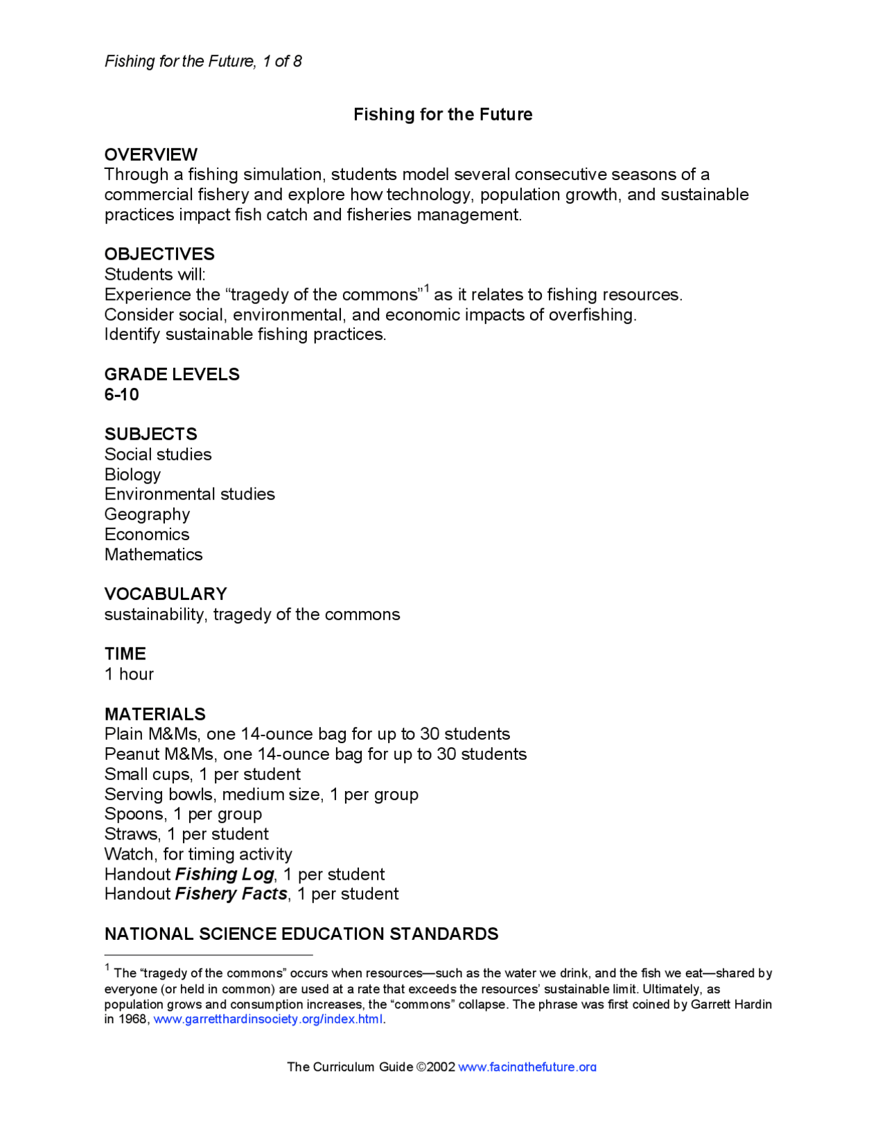 Fishing for the Future - Docsity