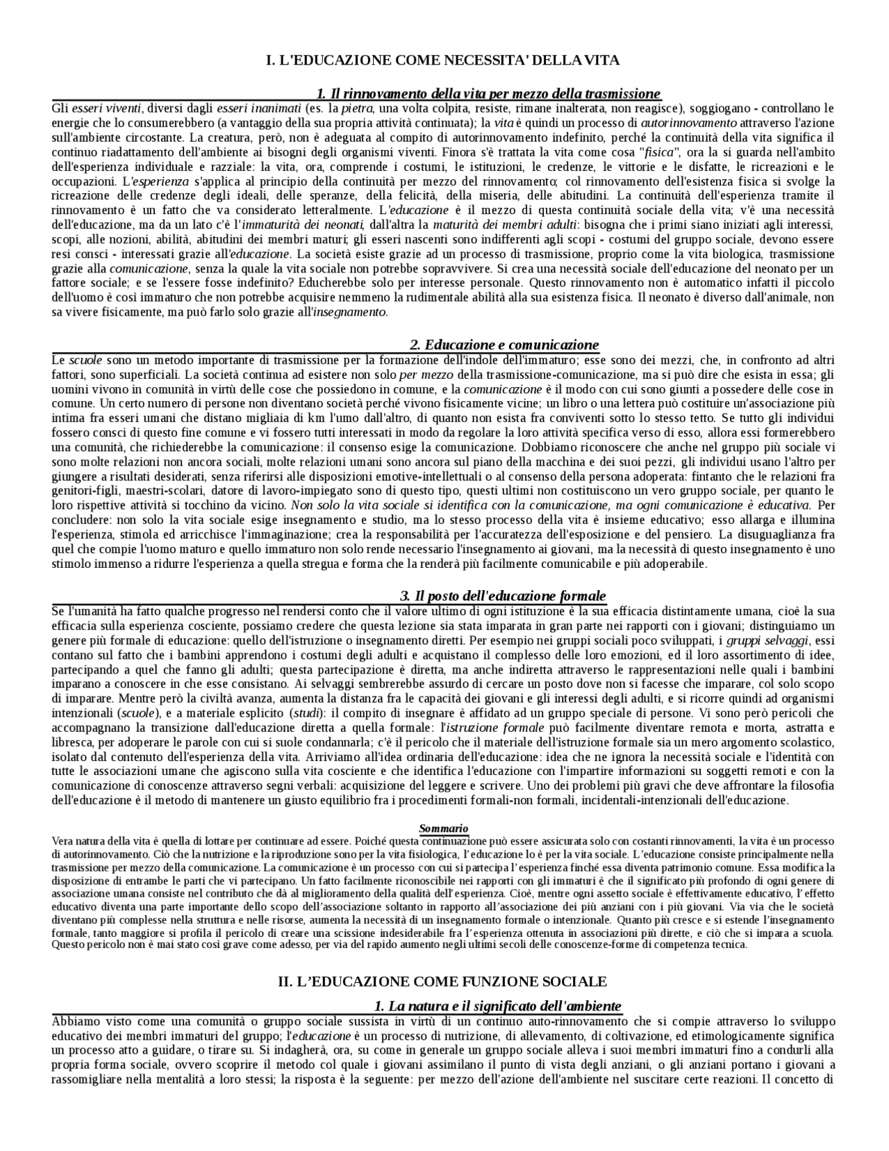 Jhon Dewey Democrazia Ed Educazione Docsity
