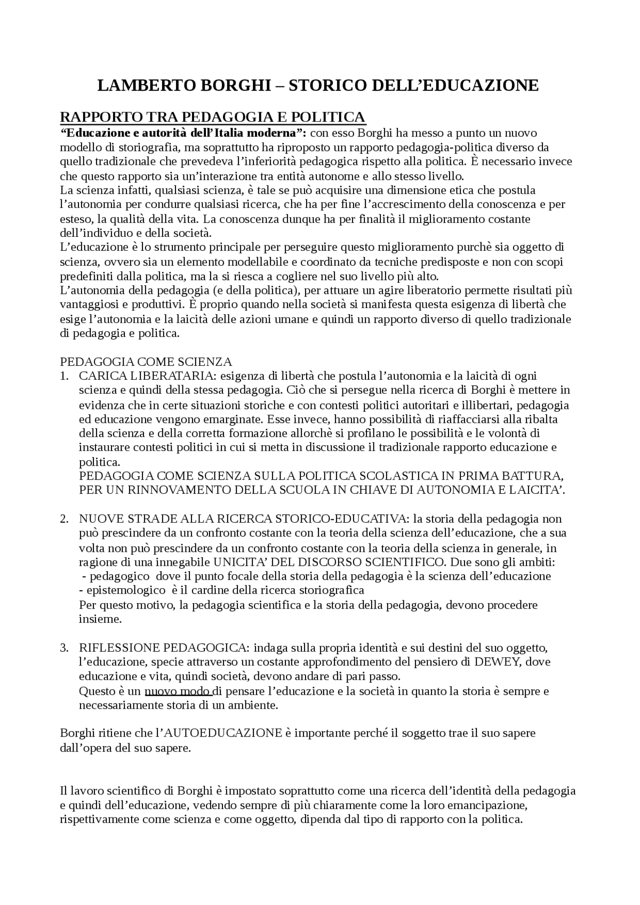 Lamberto Borghi Storico Delleducazione Docsity