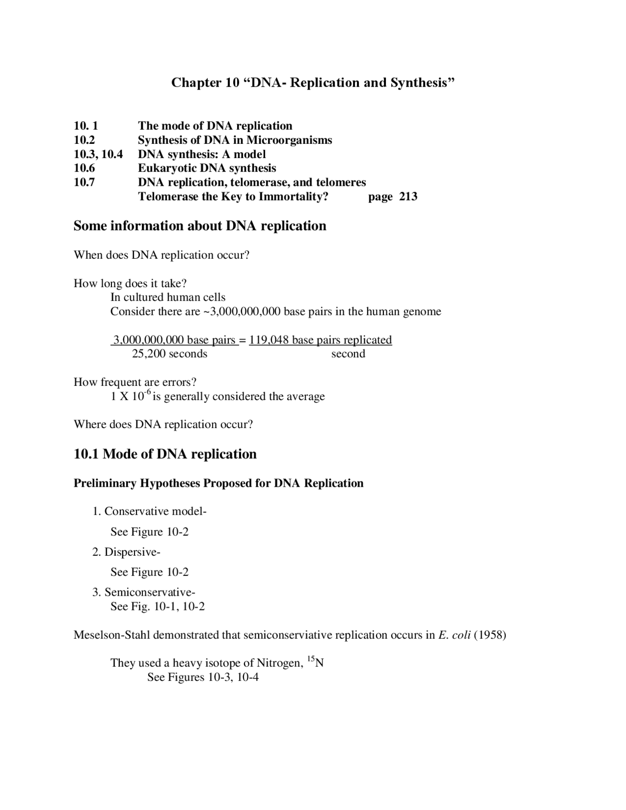 Dna Replication And Synthesis Lecture Notes Socr 330 Docsity