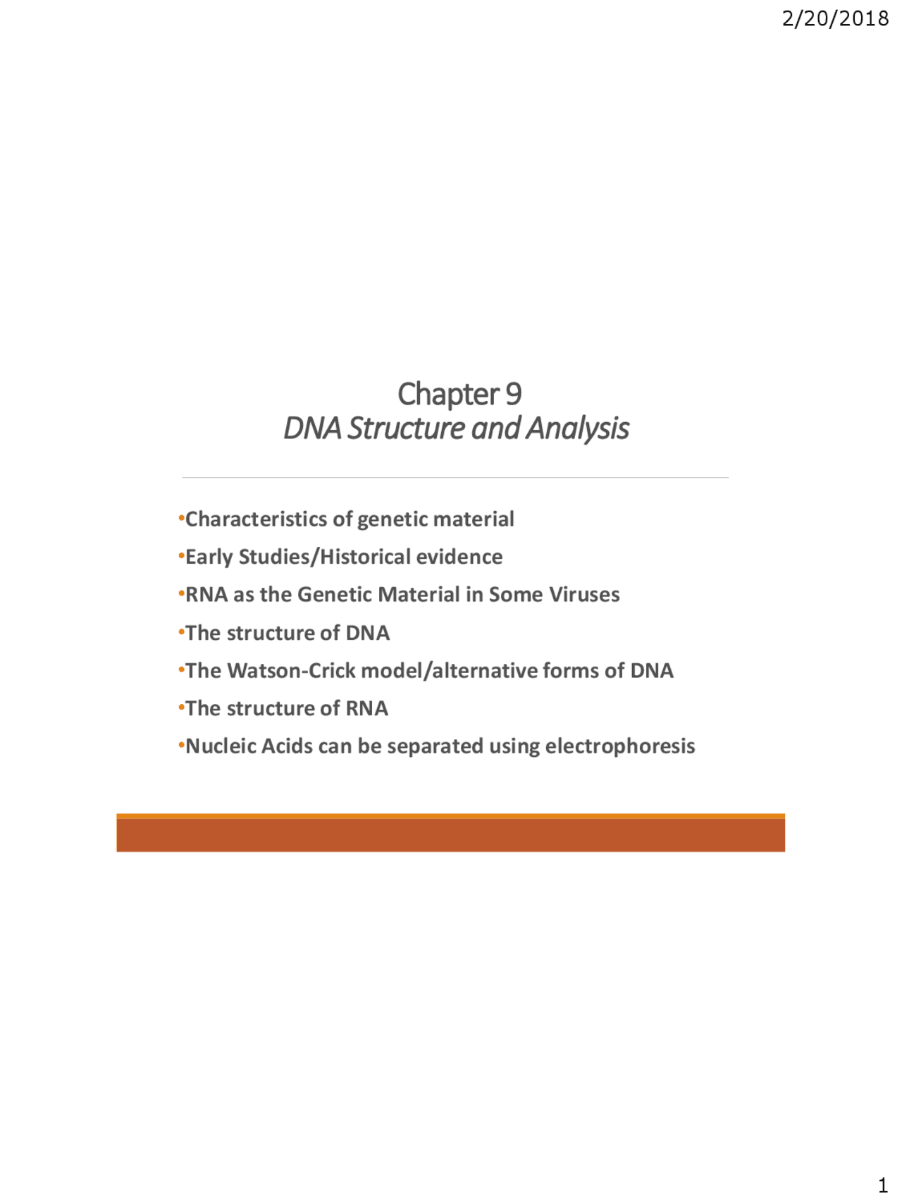 Dna Structure And Analysis Lecture Slides Socr 330 Docsity
