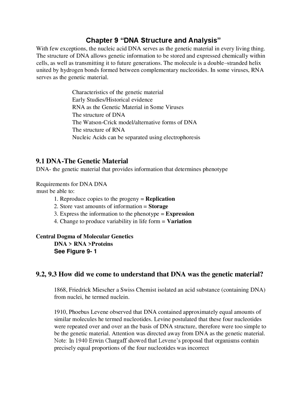 Outline For Dna Structure And Analysis Socr 330 Docsity