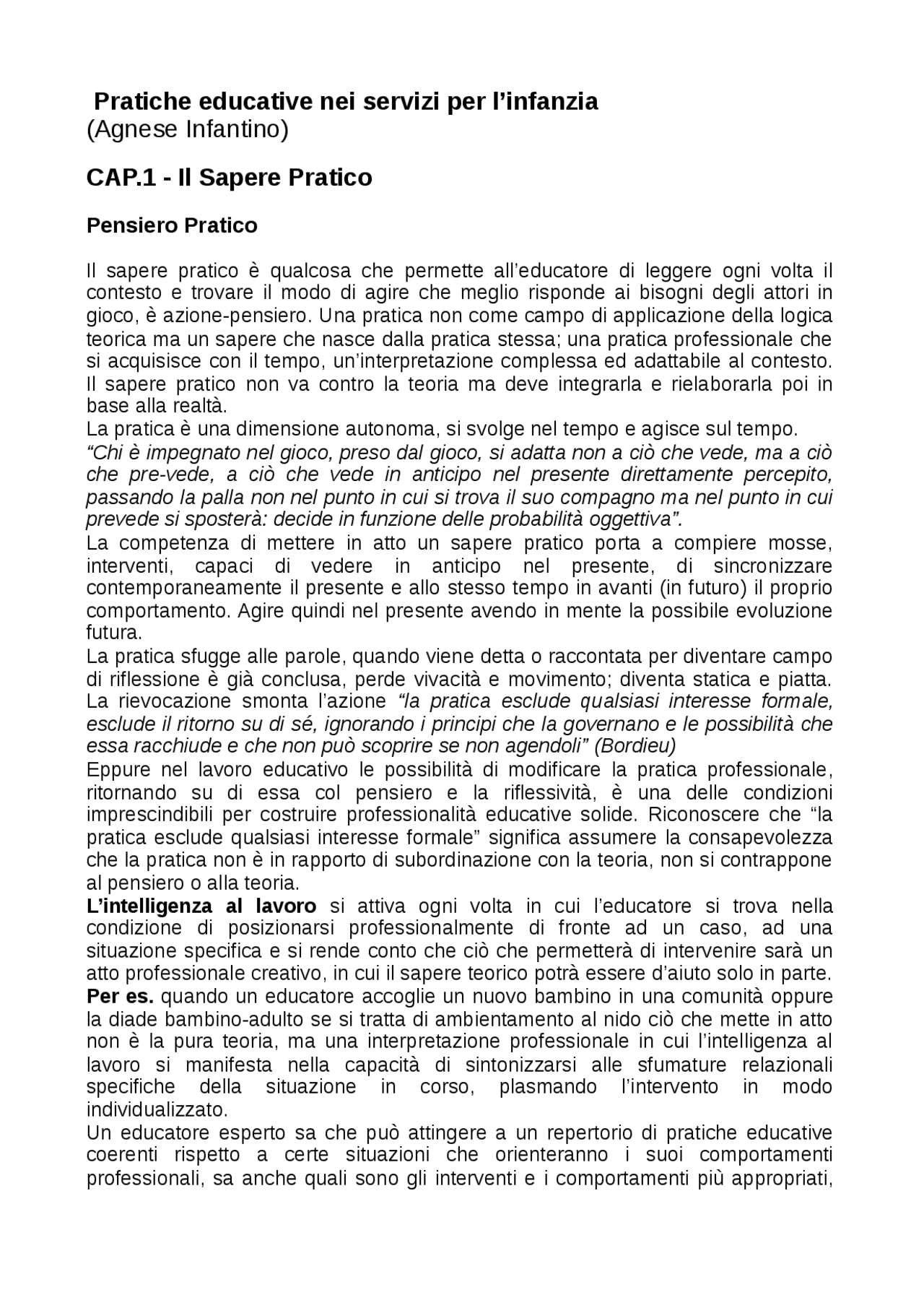 Pratiche Educative Nei Servizi Per Linfanzia Docsity