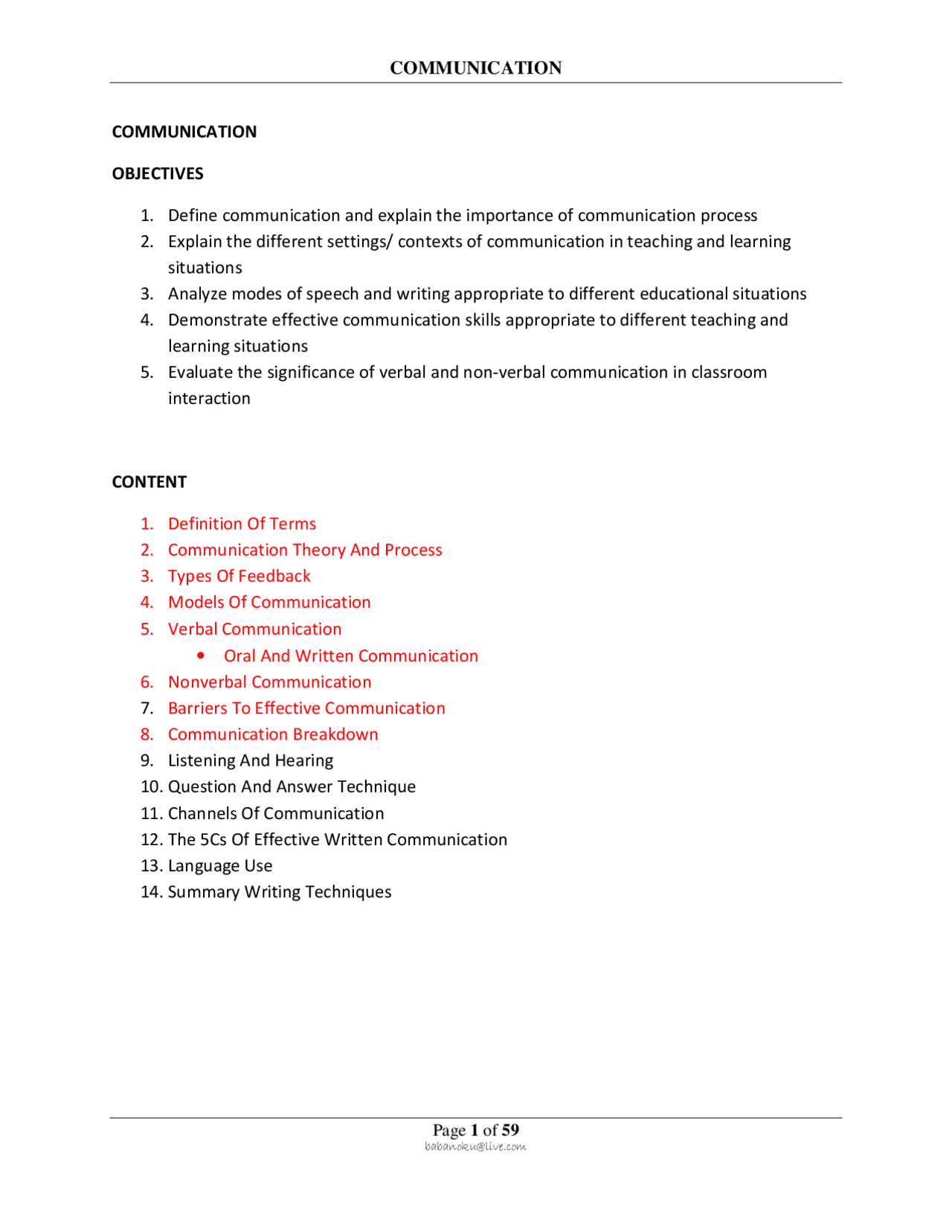 Communication For Pedagogy Docsity