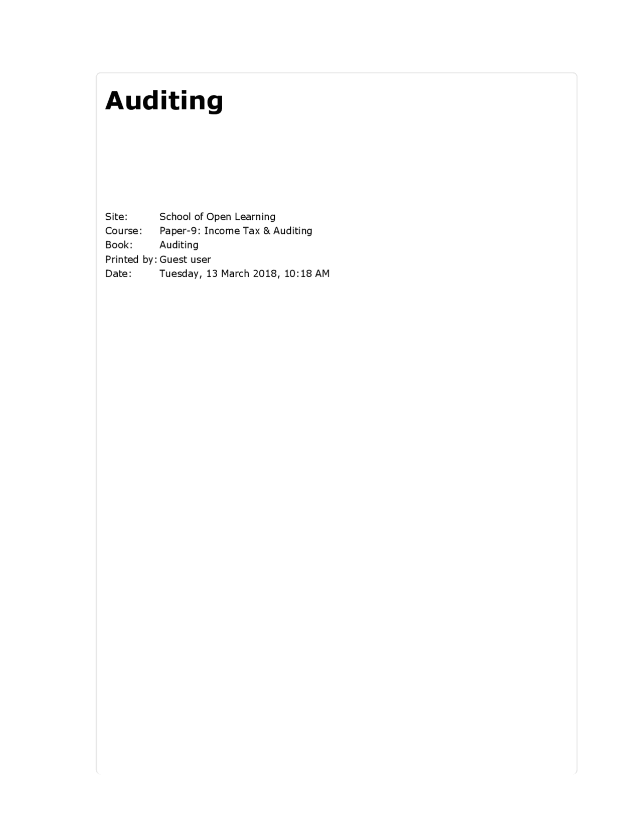 Introduction and complete notes on auditing - Docsity