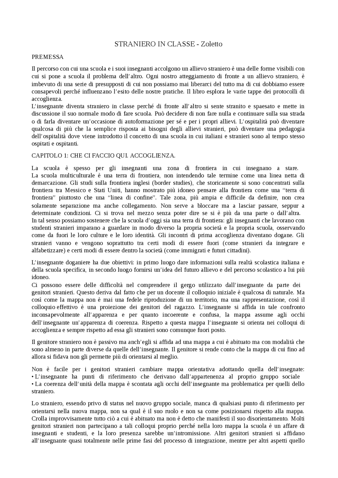 Straniero In Classe Davide Zoletto Docsity