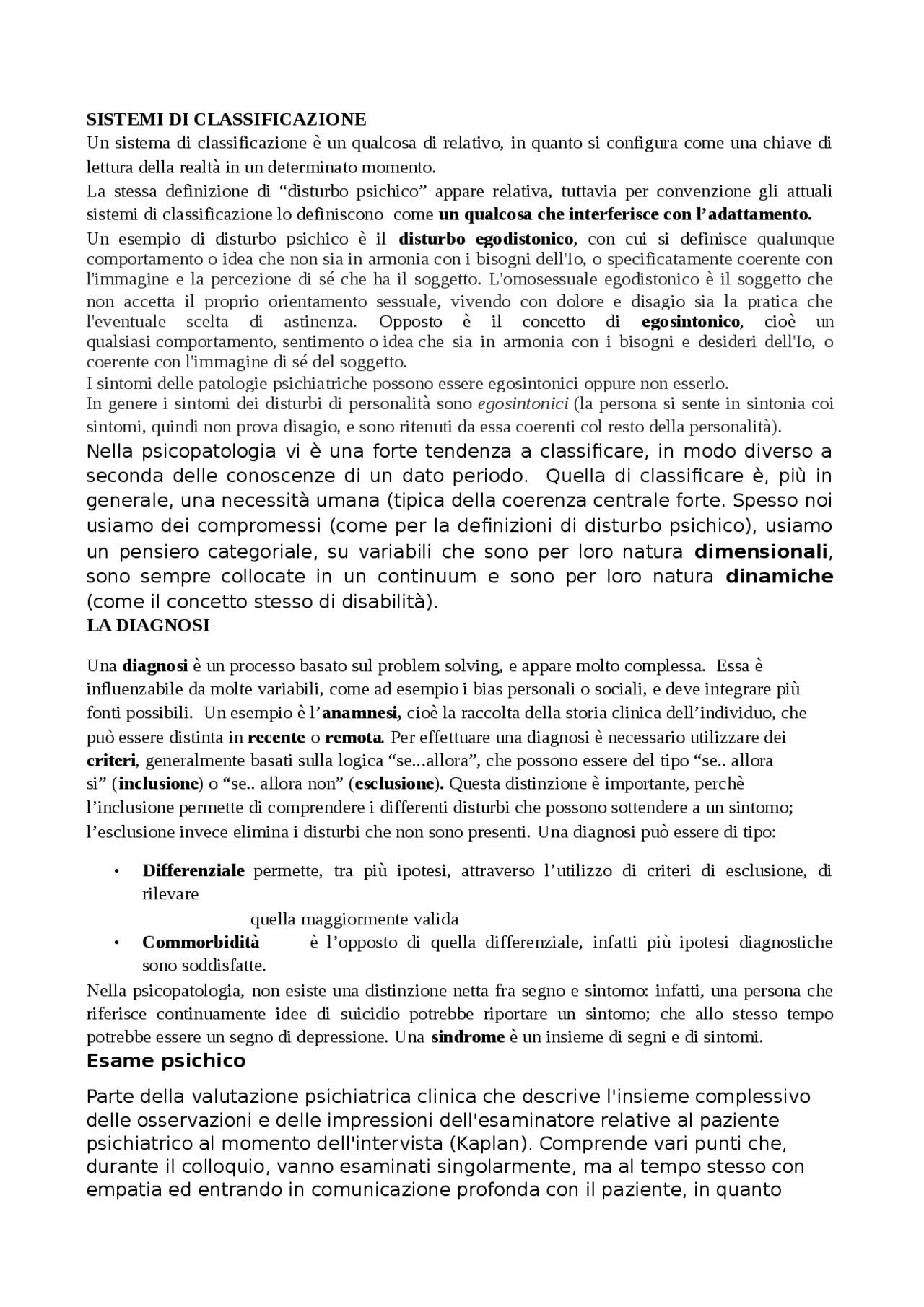 Sistemi Di Classificazione E Diagnosi Docsity