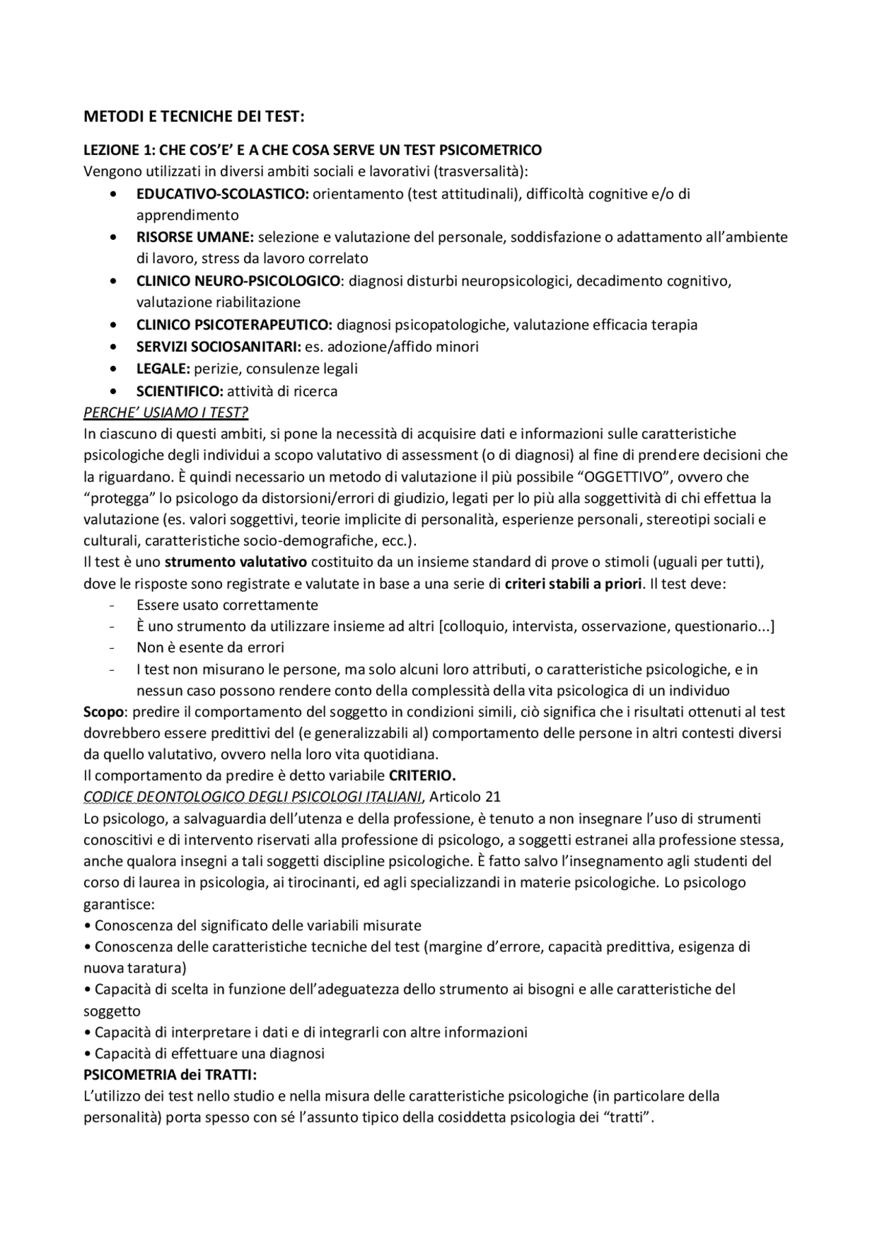 Metodi E Tecniche Dei Test Docsity