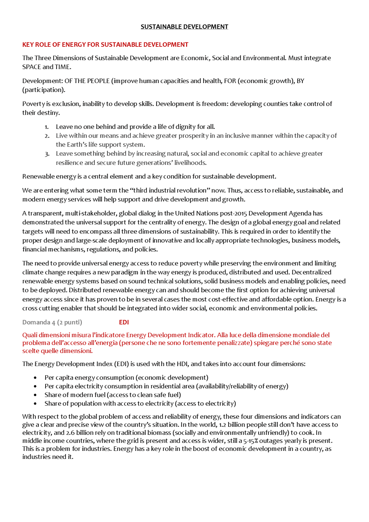 Sustainable Development Docsity