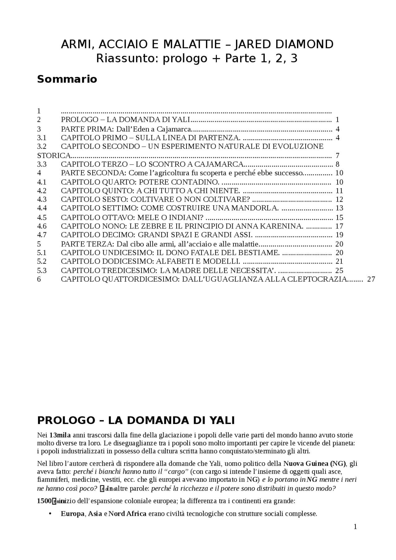Armi Acciaio E Malattie J Diamond Docsity
