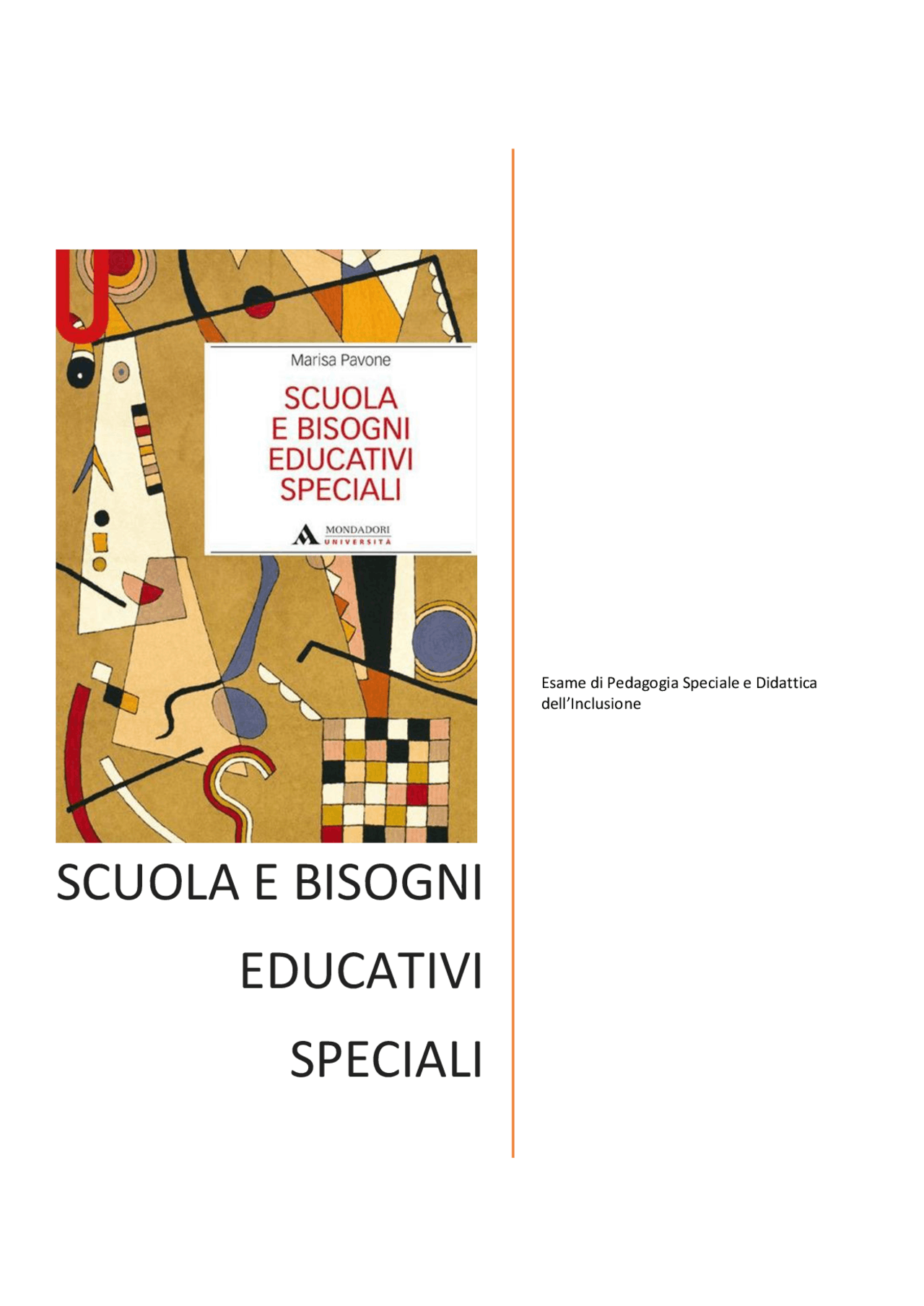 Pedagogia Speciale E Didattica Inclusiva Docsity