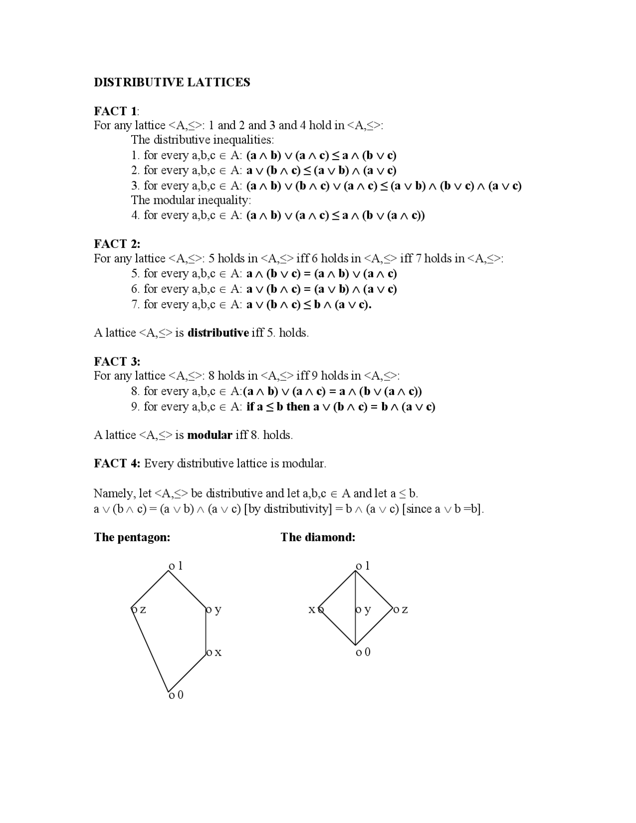 Lattice and distributive laattice - Docsity