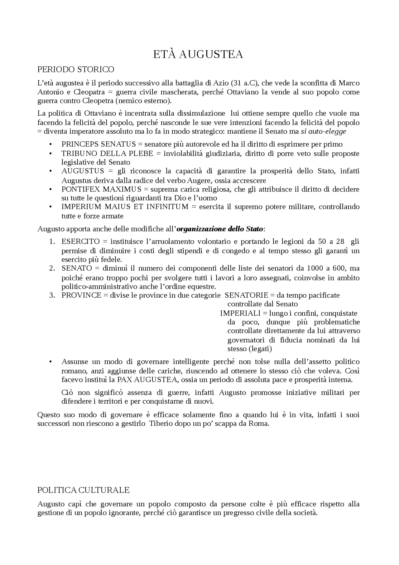 Età augustea - latino - Docsity