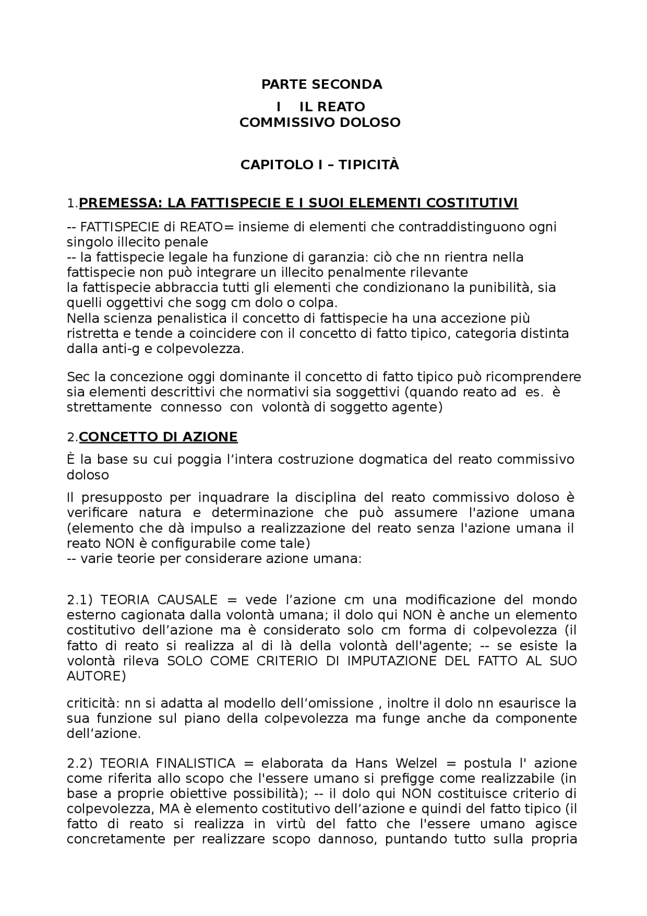 Riassunto Fiandaca Musco Parte Seconda Capitolo 1 Docsity
