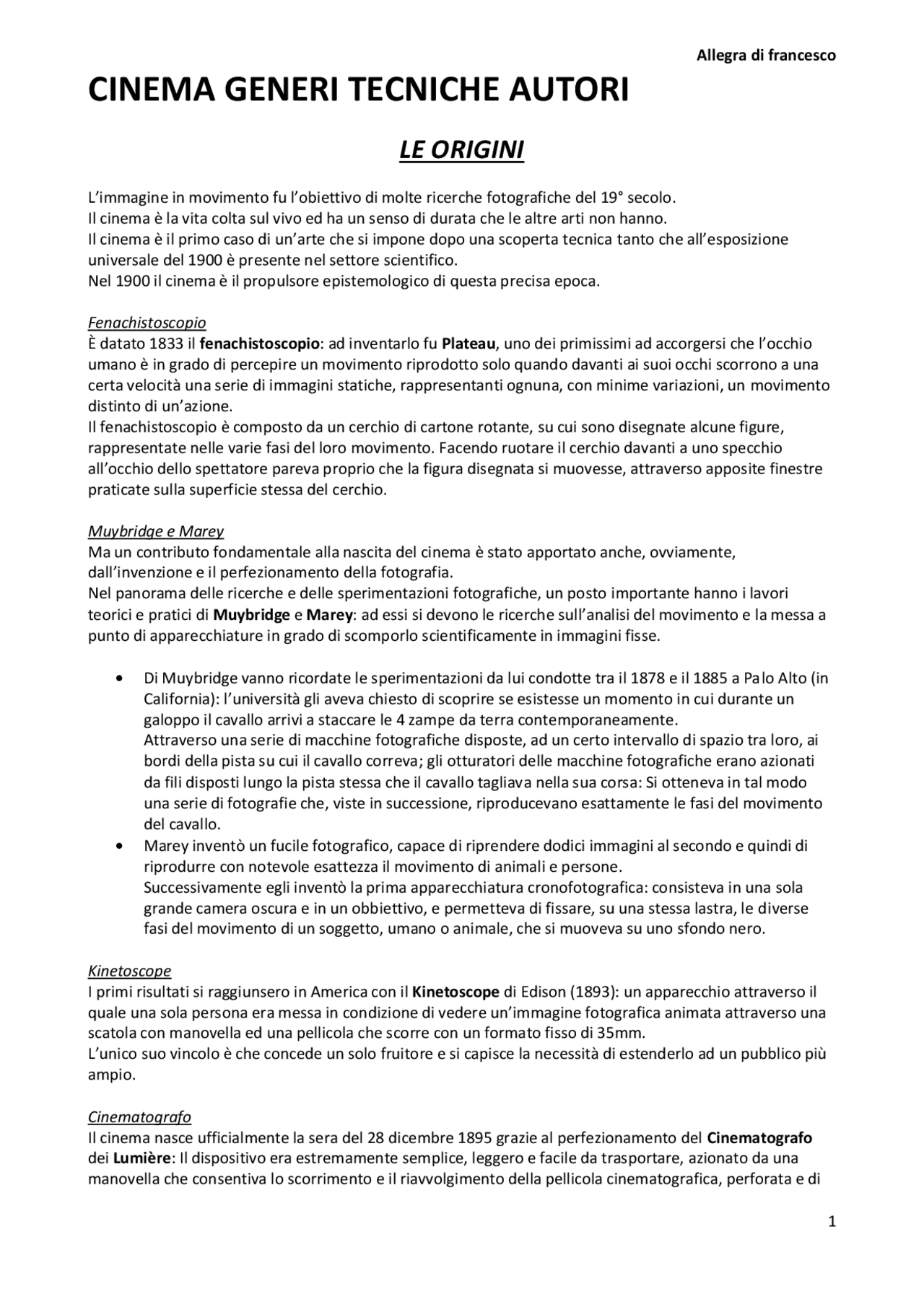 Cinema Generi Tecniche E Autori Docsity
