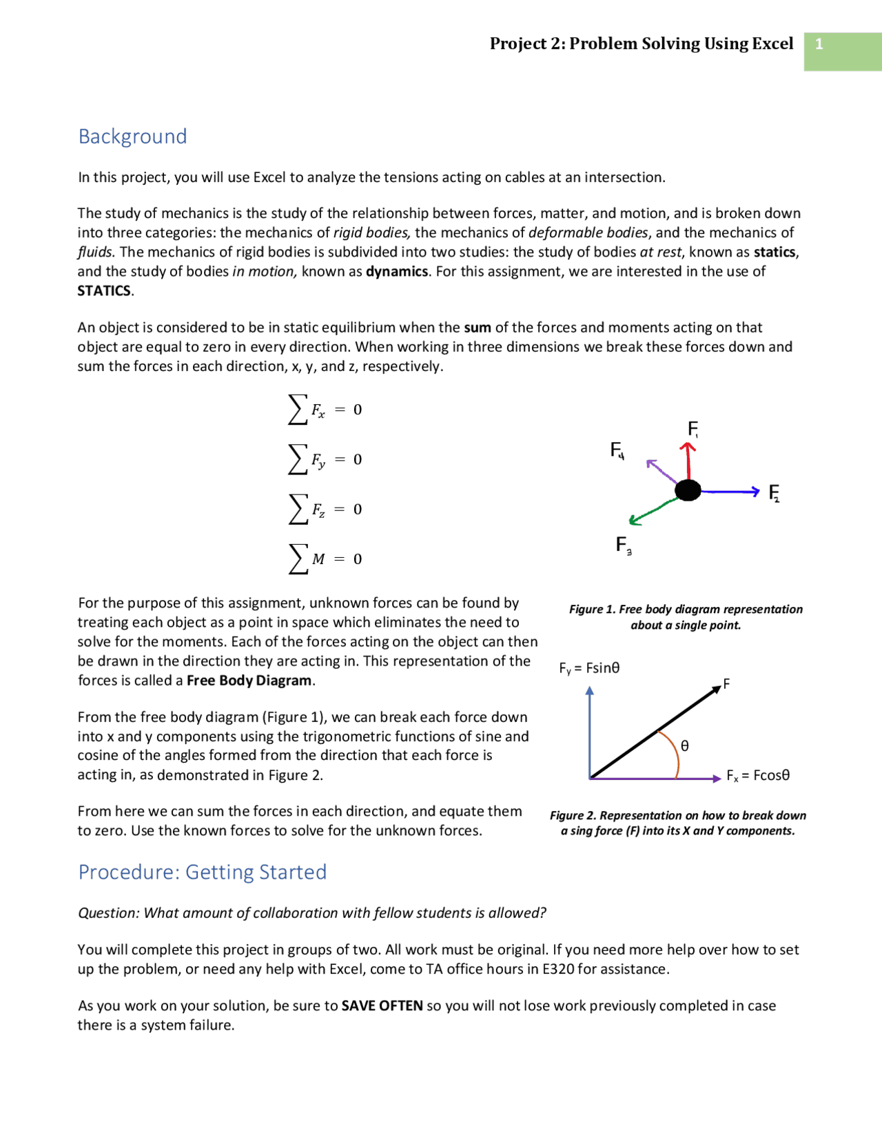 Project #2 - Problem Solving Using Excel | ENGI 1100 - Docsity