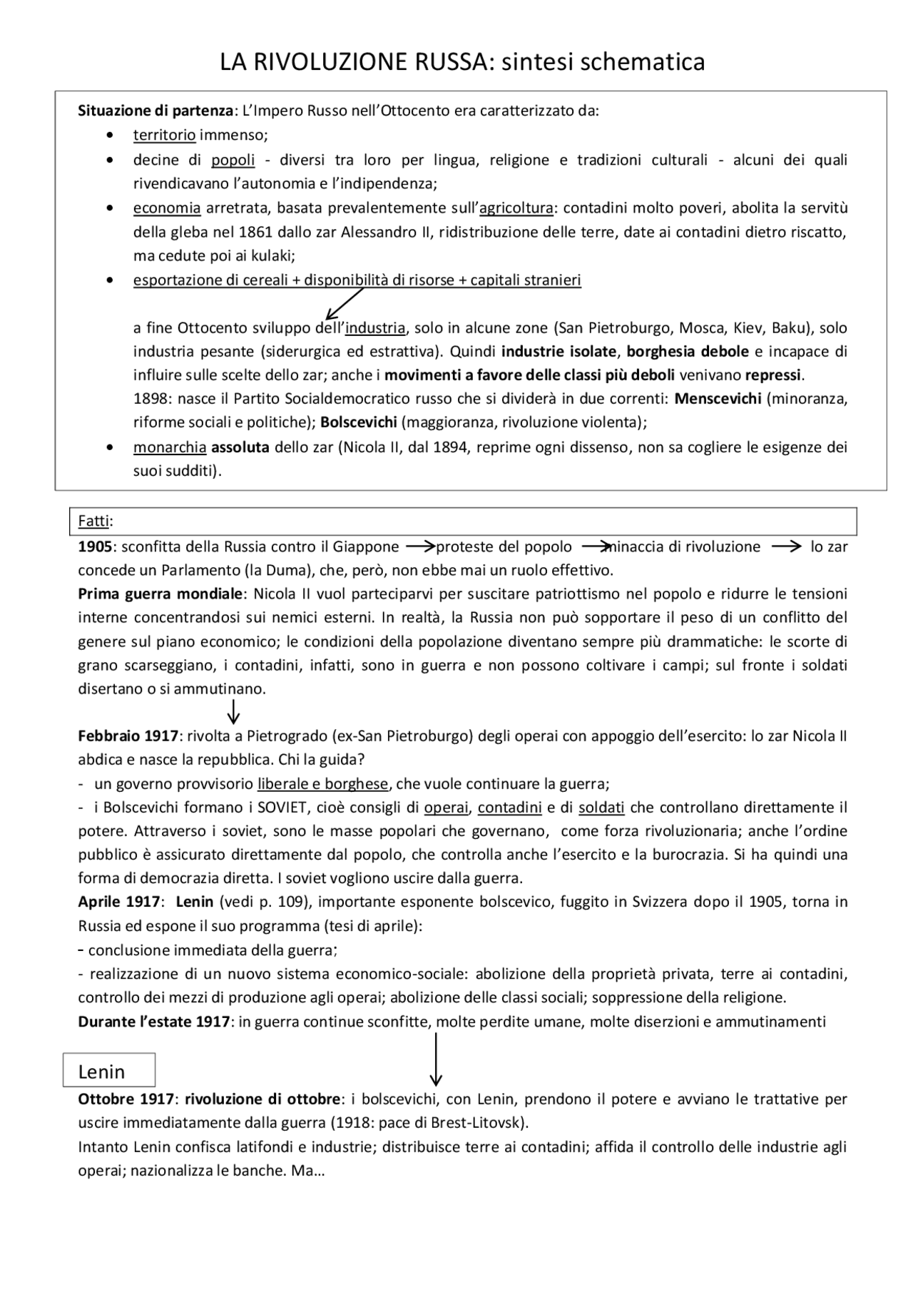 La Rivoluzione Russa Docsity
