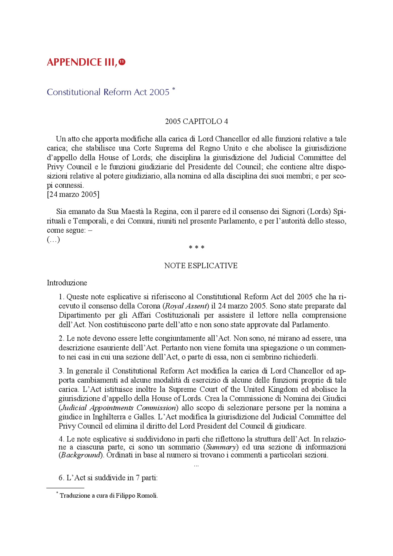 Constitutional Reform Act 2005 - Docsity