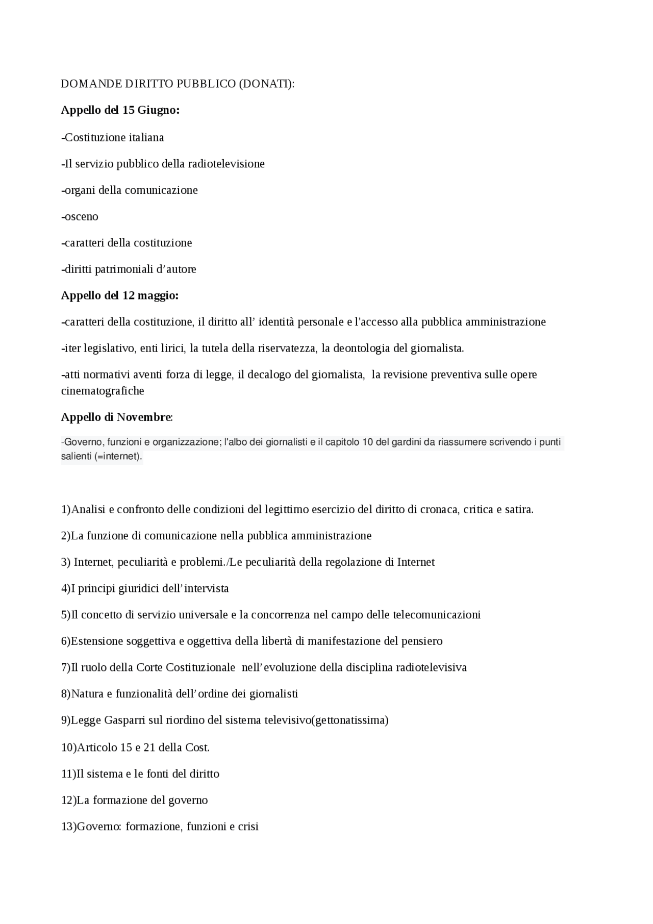 Domande Diritto Pubblico (Donati) - Docsity