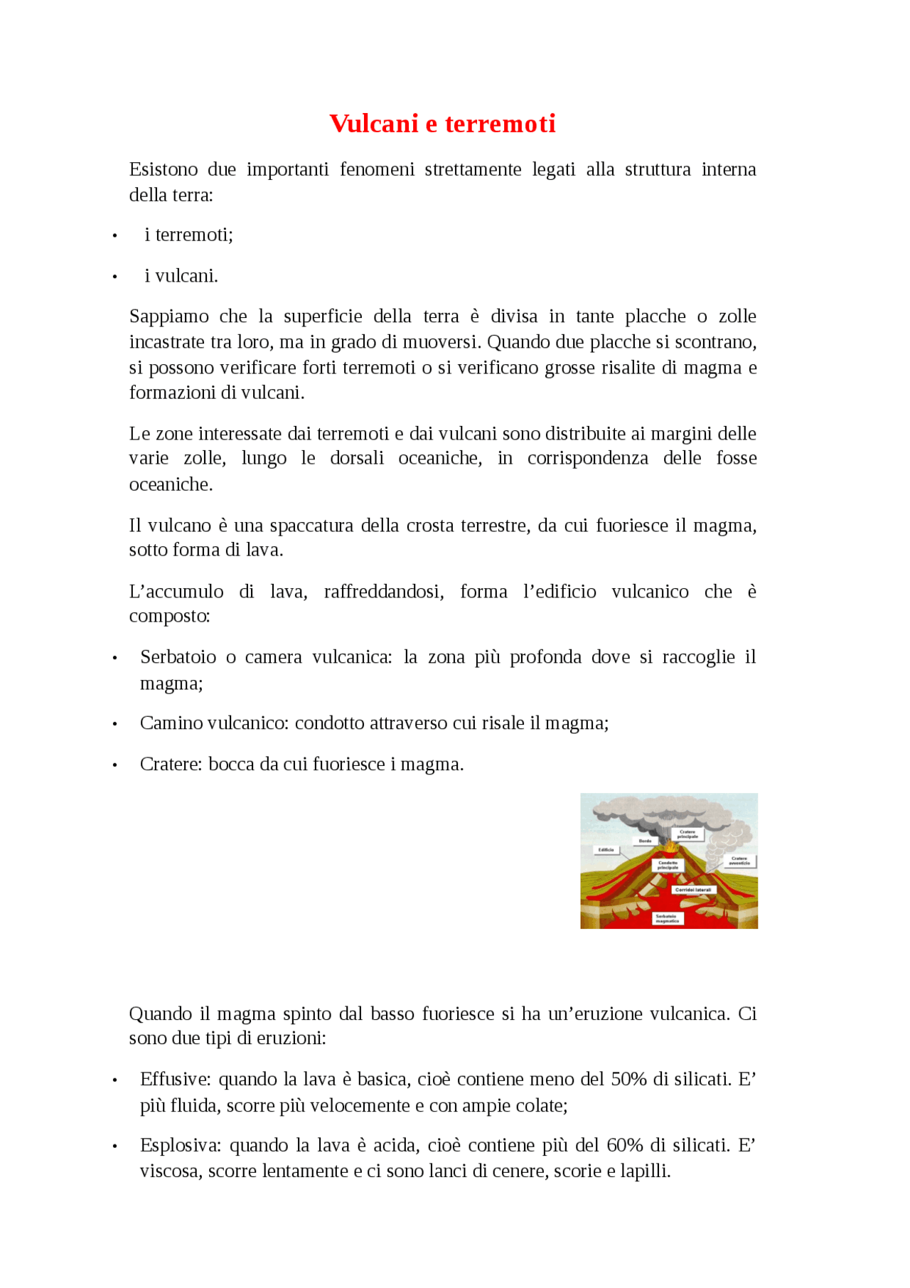 Riassunto Vulcani E Terremoti Appunti Di Scienze Naturali Docsity