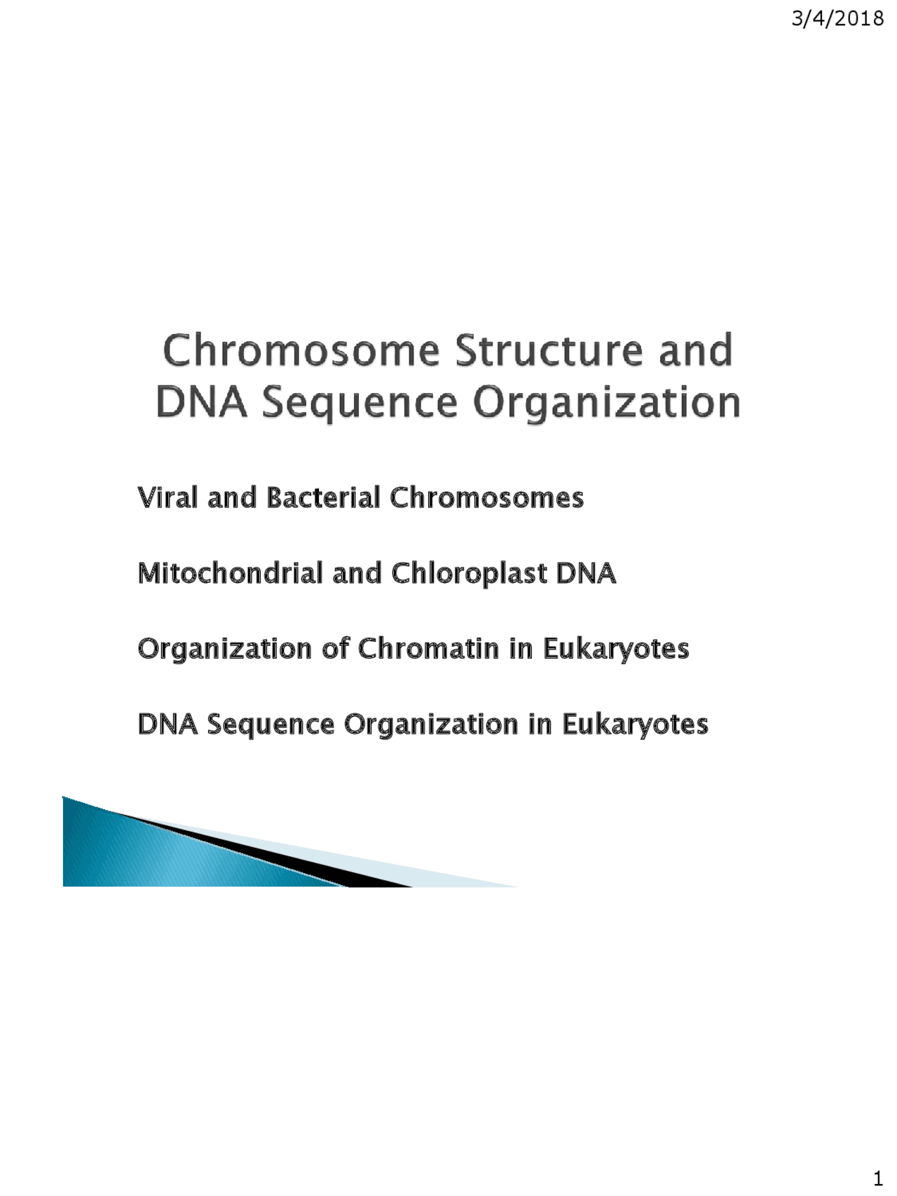 Chromosome Structure And Dna Sequence Organization Socr 330 Docsity