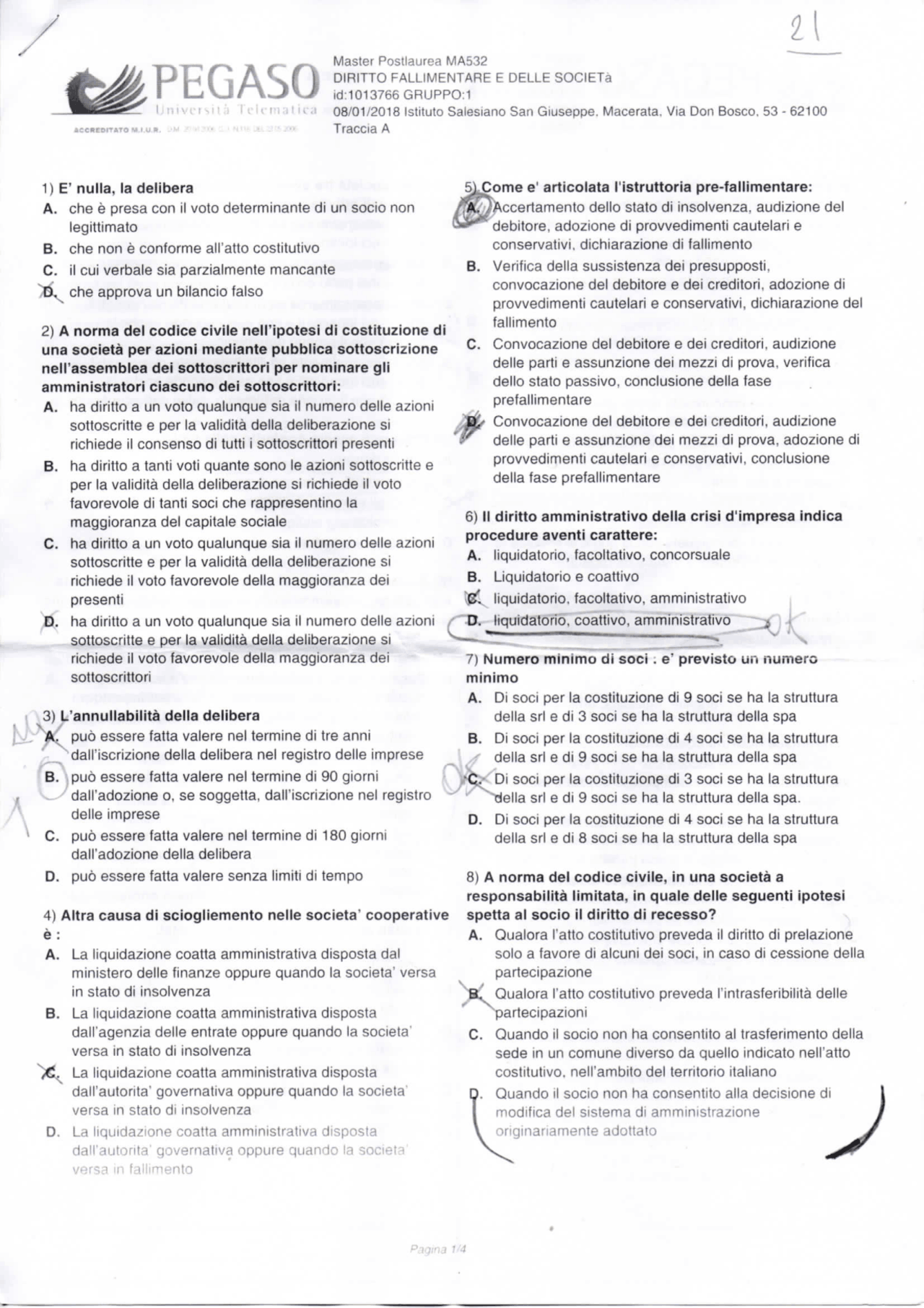 Esame Diritto Fallimentare Docsity