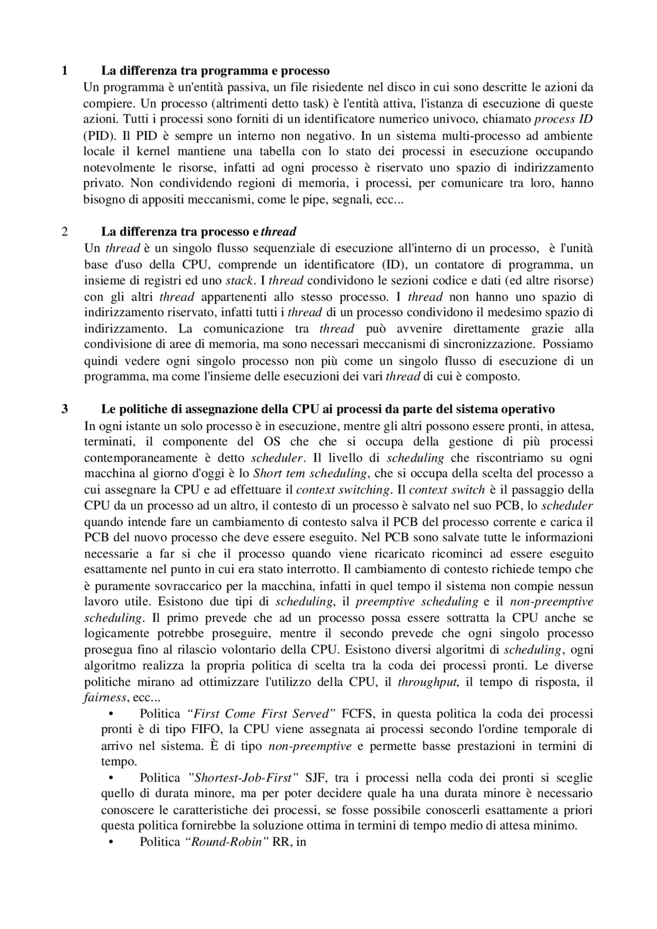 Riassunti Domande Teoria Sistemi Operativi Docsity