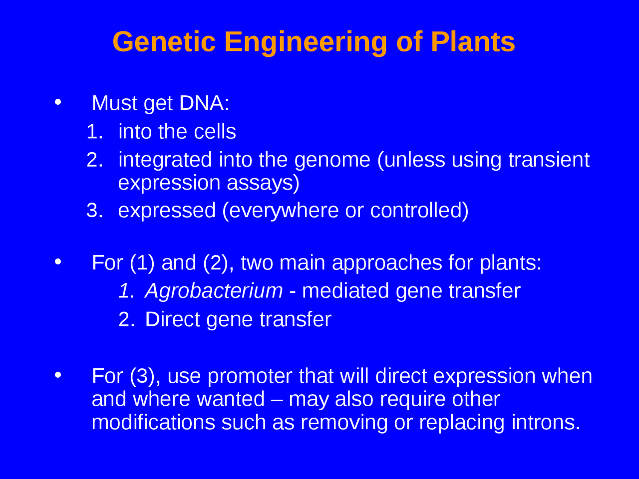 gene transfer via microprojectile bombardment | Slides Biology | Docsity