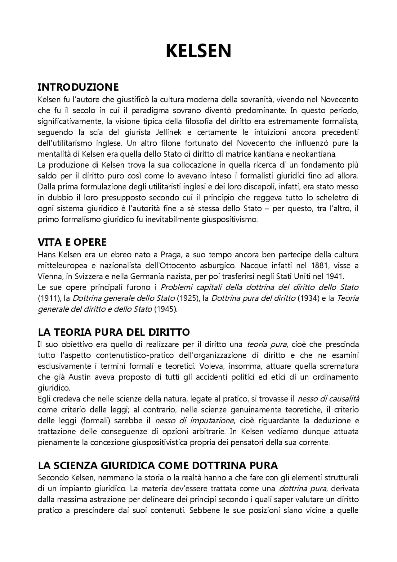 Filosofia Del Diritto Kelsen Docsity