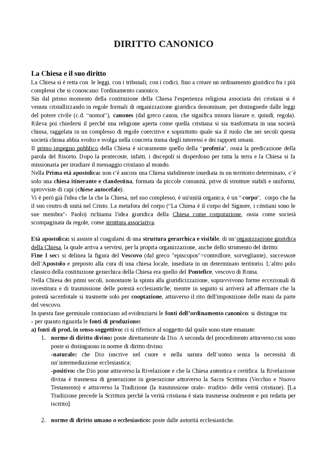 Storia Del Diritto Canonico Docsity