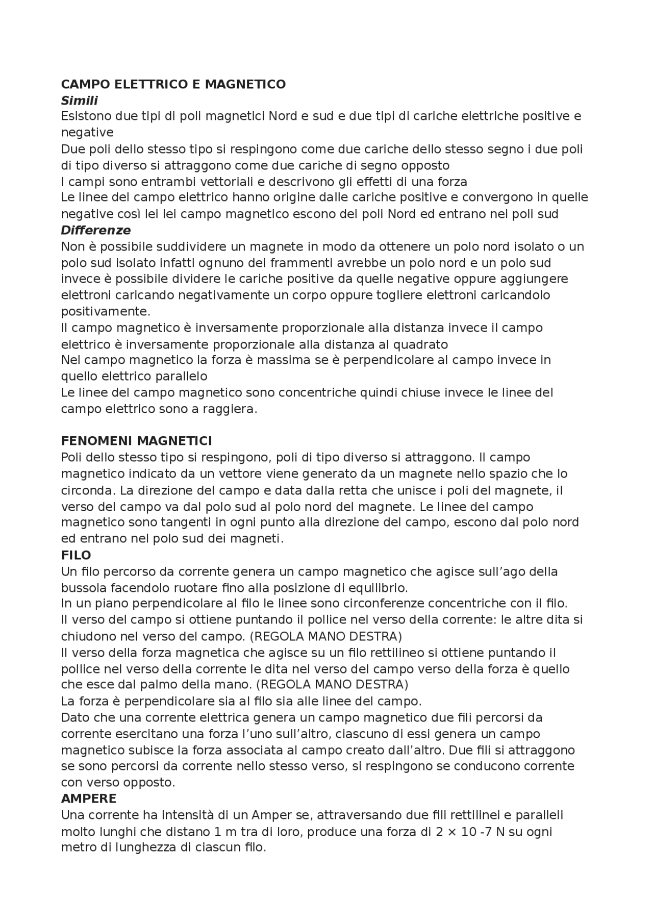 Fisica il campo magnetico - Docsity